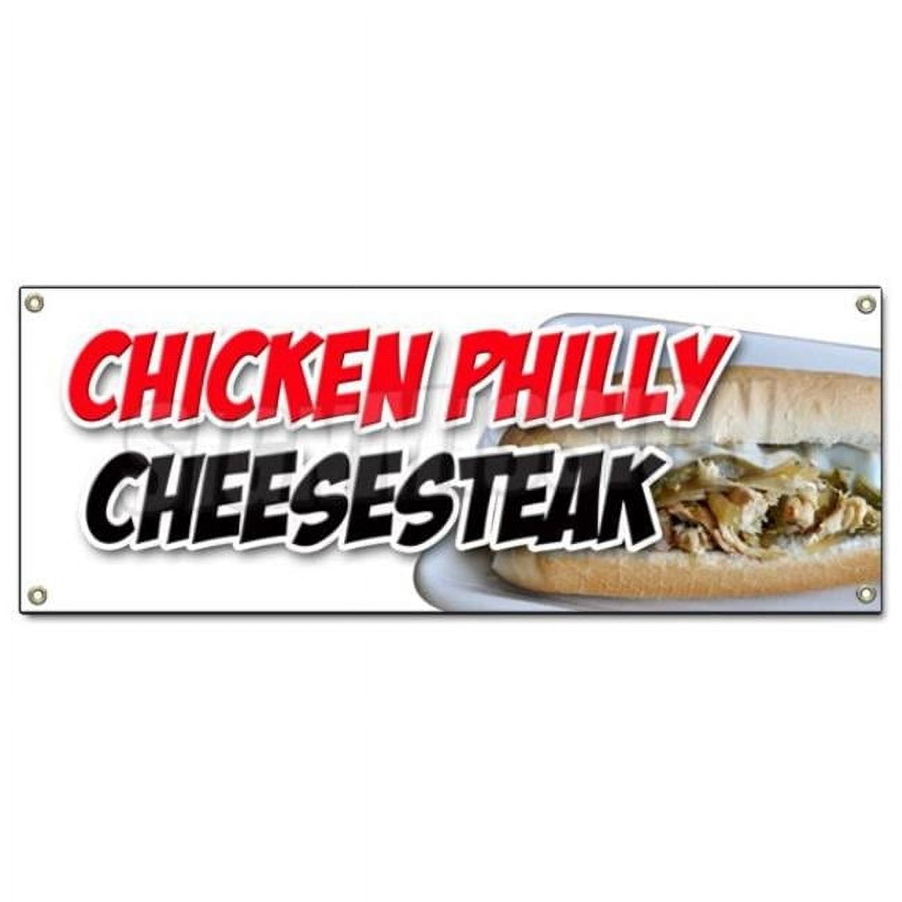 Chicken Philly Cheesesteak Banner Sign - Philadelphia Sandwich Steak ...