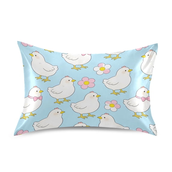 Chicken Pink Bow Flower Pattern Standard Size Satin Pillowcase 20''x26 ...
