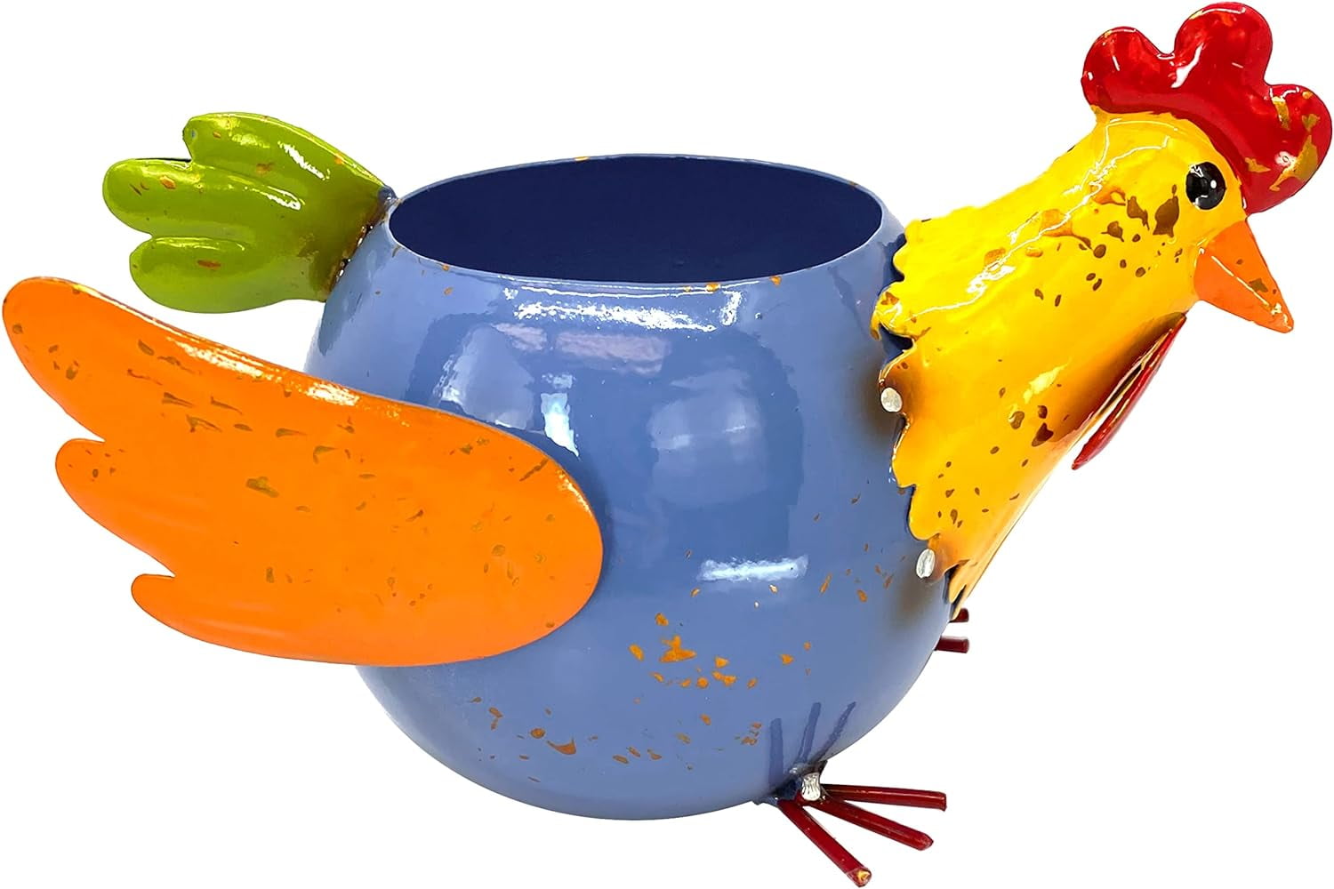 Chicken Planter Colorful Farmhouse Metal Rooster Hen Succulent Flower ...