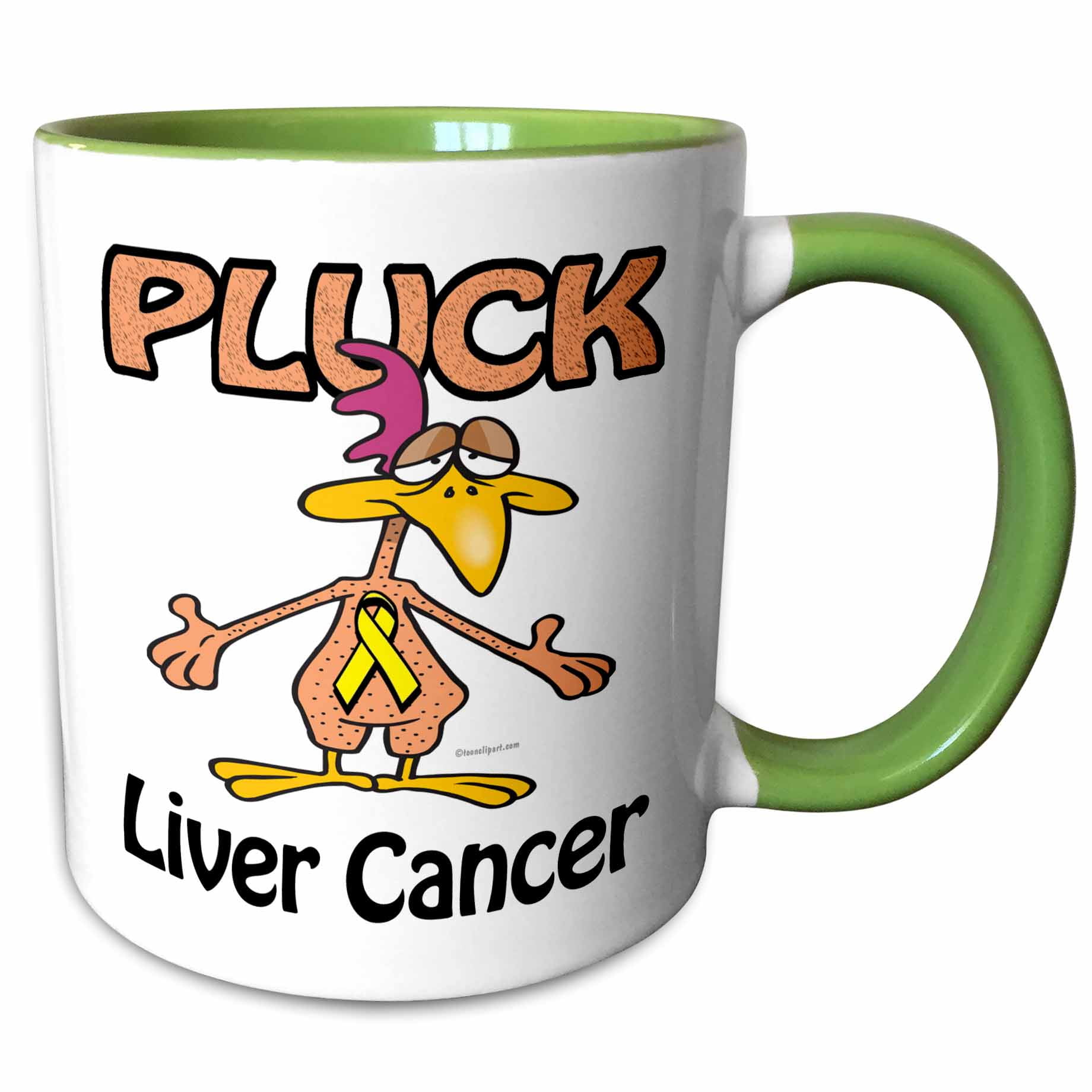 Chicken Pluck Liver Cancer Awareness Ribbon Cause Design 15oz Two-Tone ...