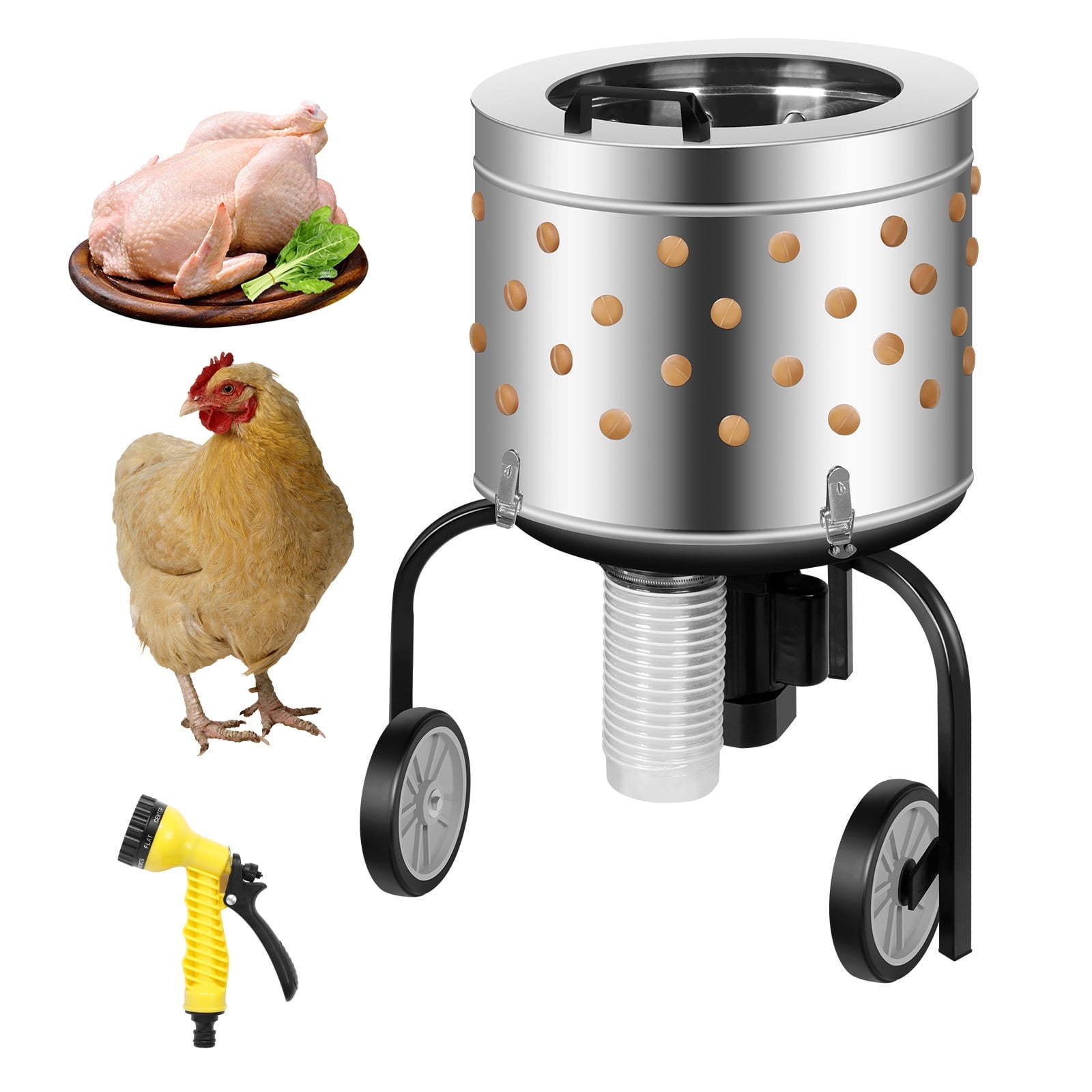 Chicken Plucker 450W 1450RPM - 20" Drum Chicken Feather Plucker Machine ...