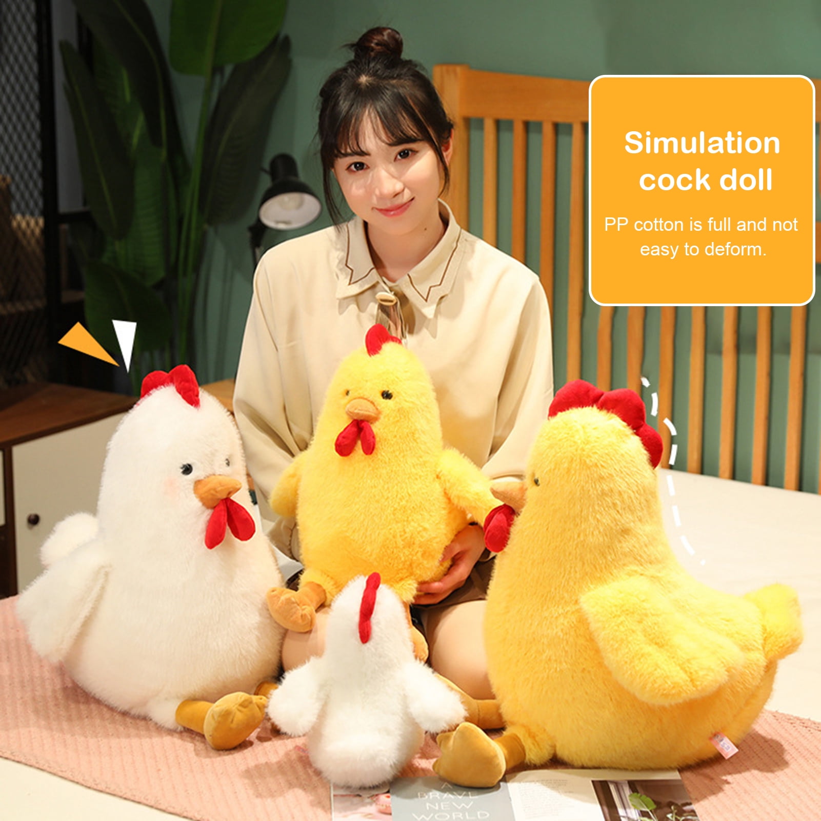 Chicken Plush Toy Soft Cotton Fully Filled Lovely Simulation Poultry ...