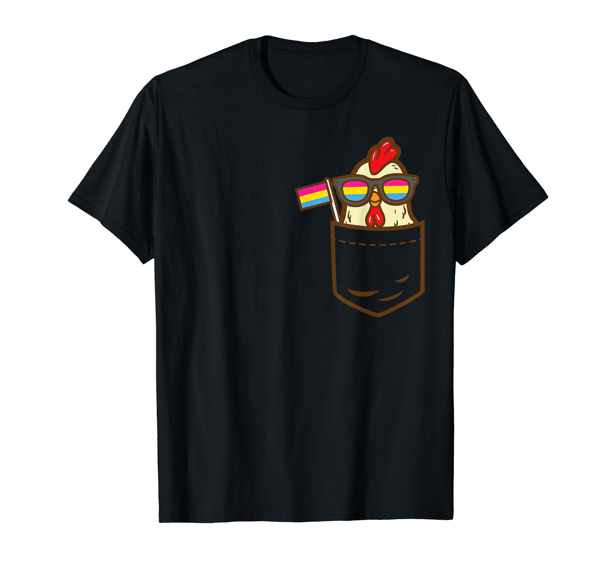Chicken Pocket Animal LGBTQ Pride Pansexual Pan Flag Farmer T-Shirt ...