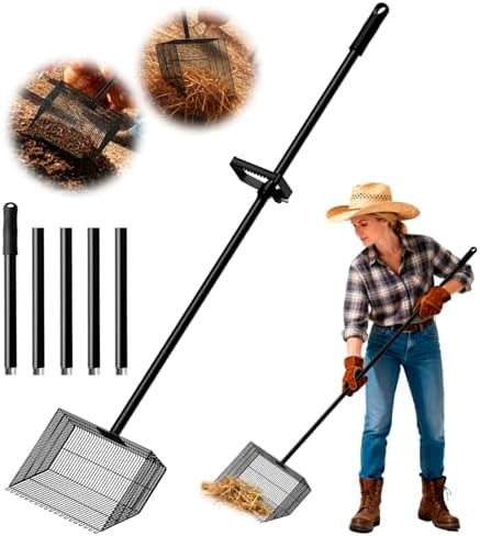 Chicken Poop Scooper with 12" Wide Heavy Duty Litter Shovel and ...