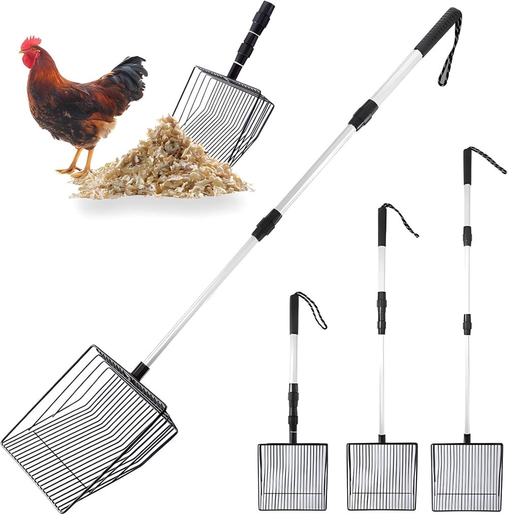 Chicken Poop Scooper,NOGIS 3 in 1 Adjustable Metal Long Handle Litter ...