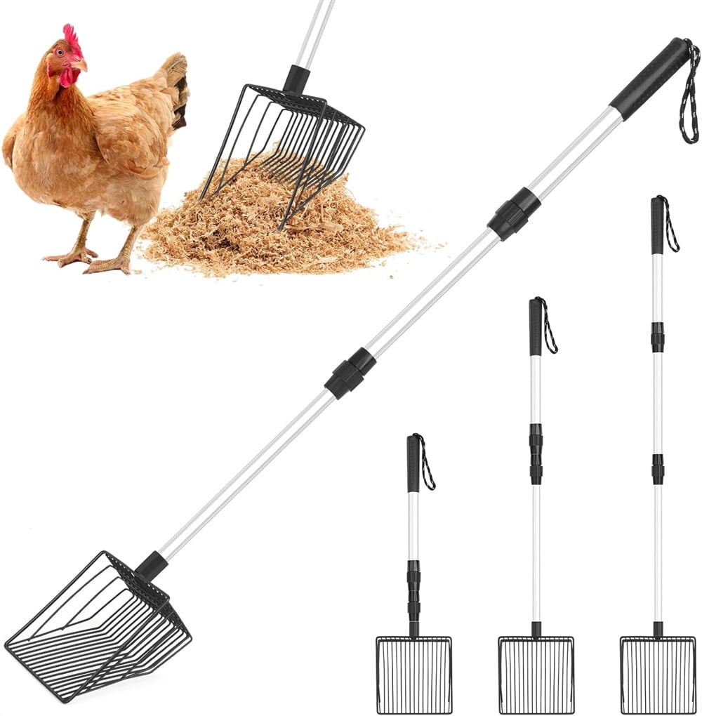 Chicken Poop Scooper, NOGIS 3 in 1 Adjustable Sifting Shovel for ...