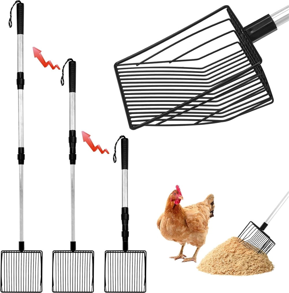 Chicken Poop Scooper, NOGIS 3 in 1 Litter Scooper (22.4-41.9inch ...