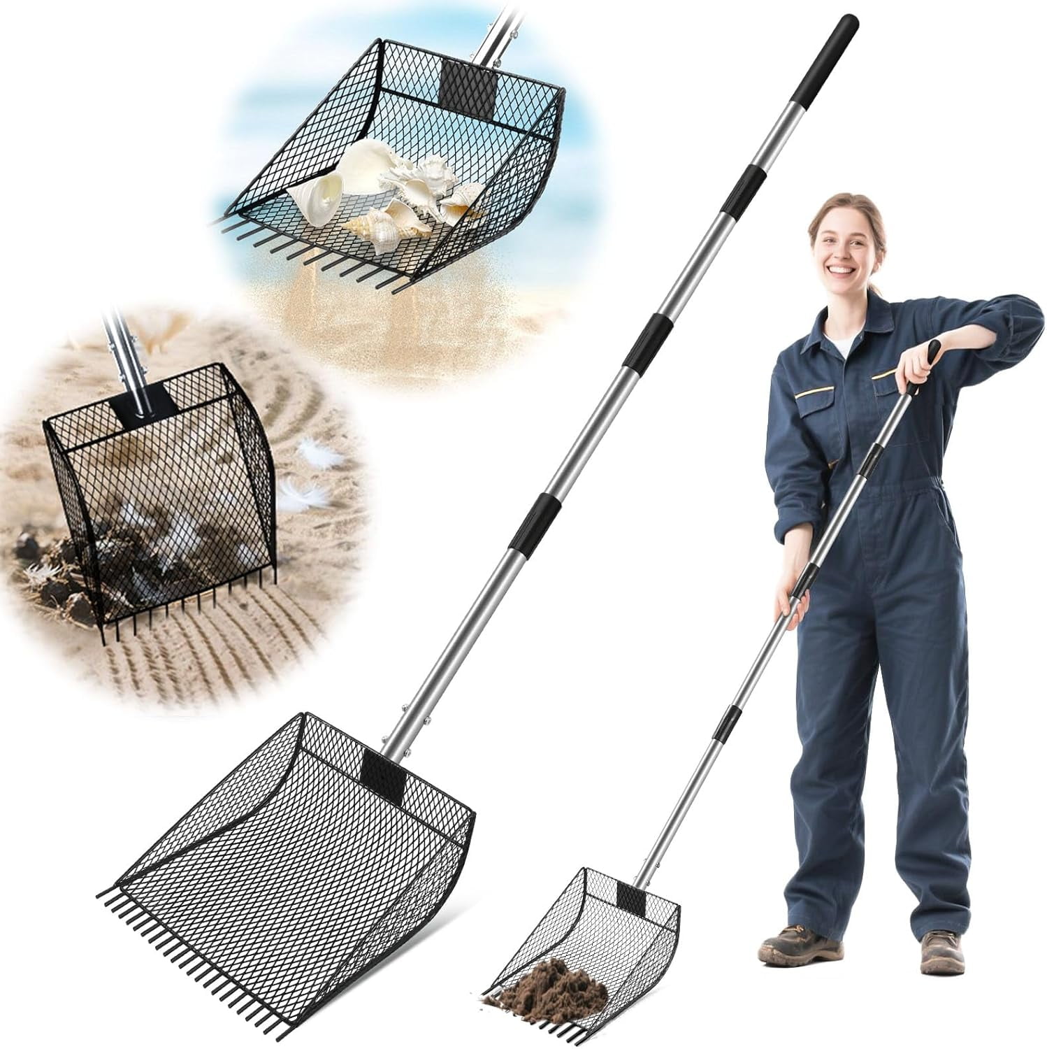 Chicken Poop Scooper & Rake 2-in-1, Metal Chicken Coop Scoop for Poop ...