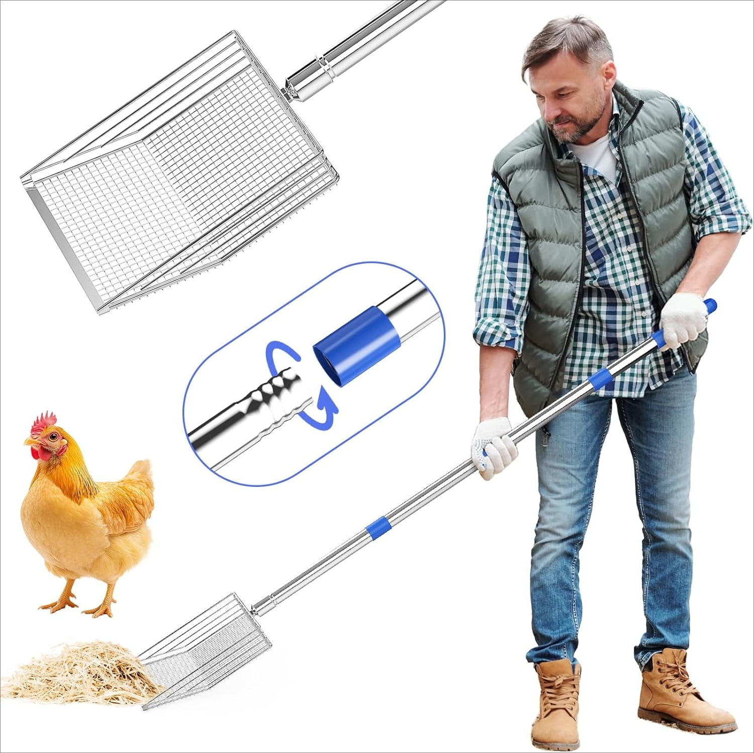 Chicken Poop Scooper, Stainless Steel Shovel Head, - Walmart.com