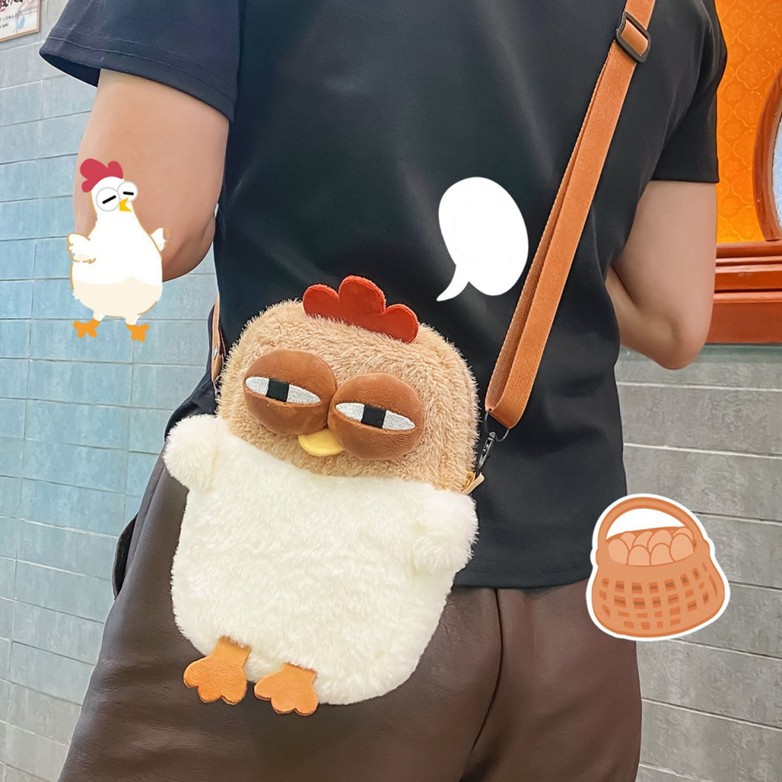 Chicken Purse Cute Chicken Bag Fluffy Hen Shoulder Plush Handbag ...