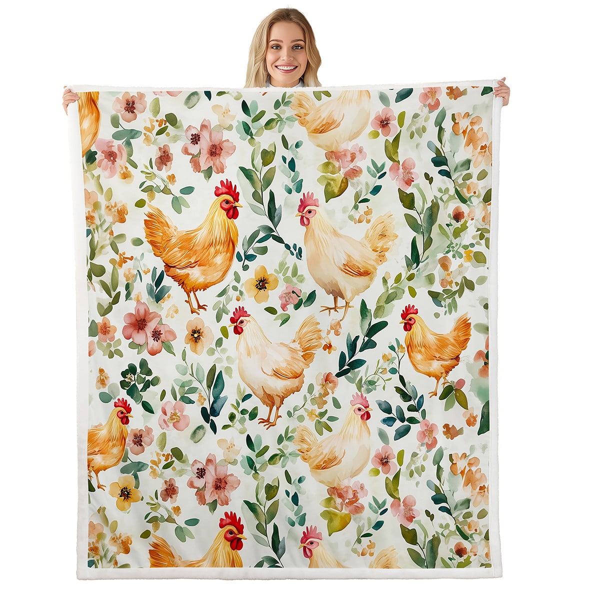 Chicken Queen 90"X90" Sherpa Blanket Cute Farm Animal Fleece Blanket ...