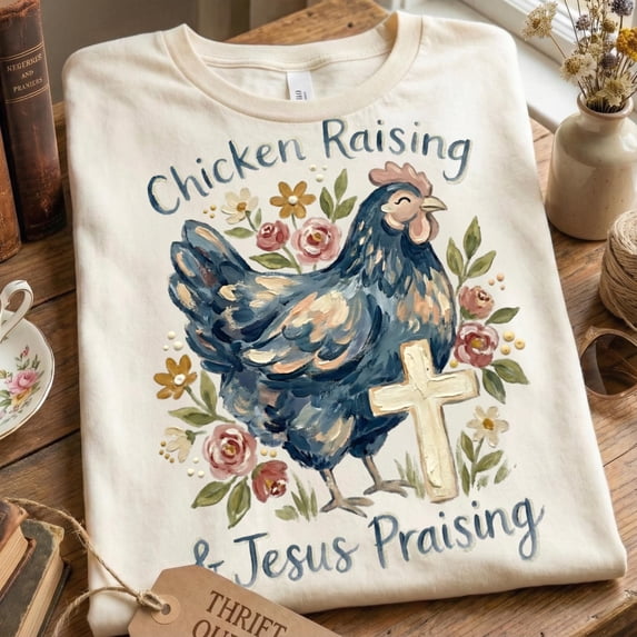 Chicken Raising and Jesus Praising Christian T-shirt, Farm Life Faith ...