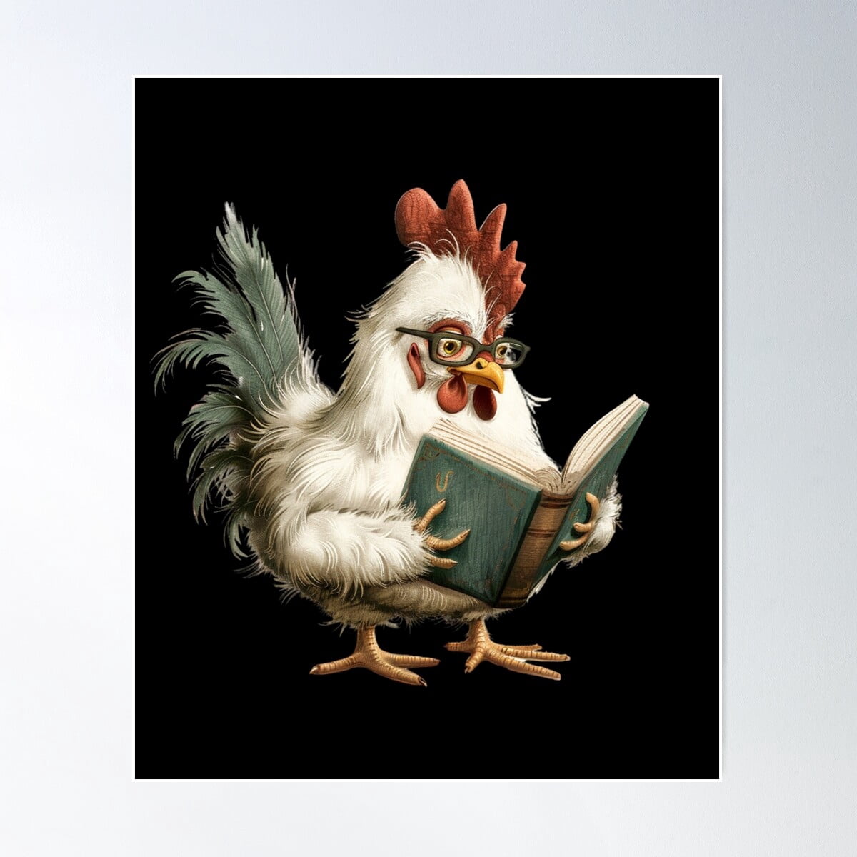 Chicken Reading A Book Poster Wall Art Modern Wall Decor For Living ...