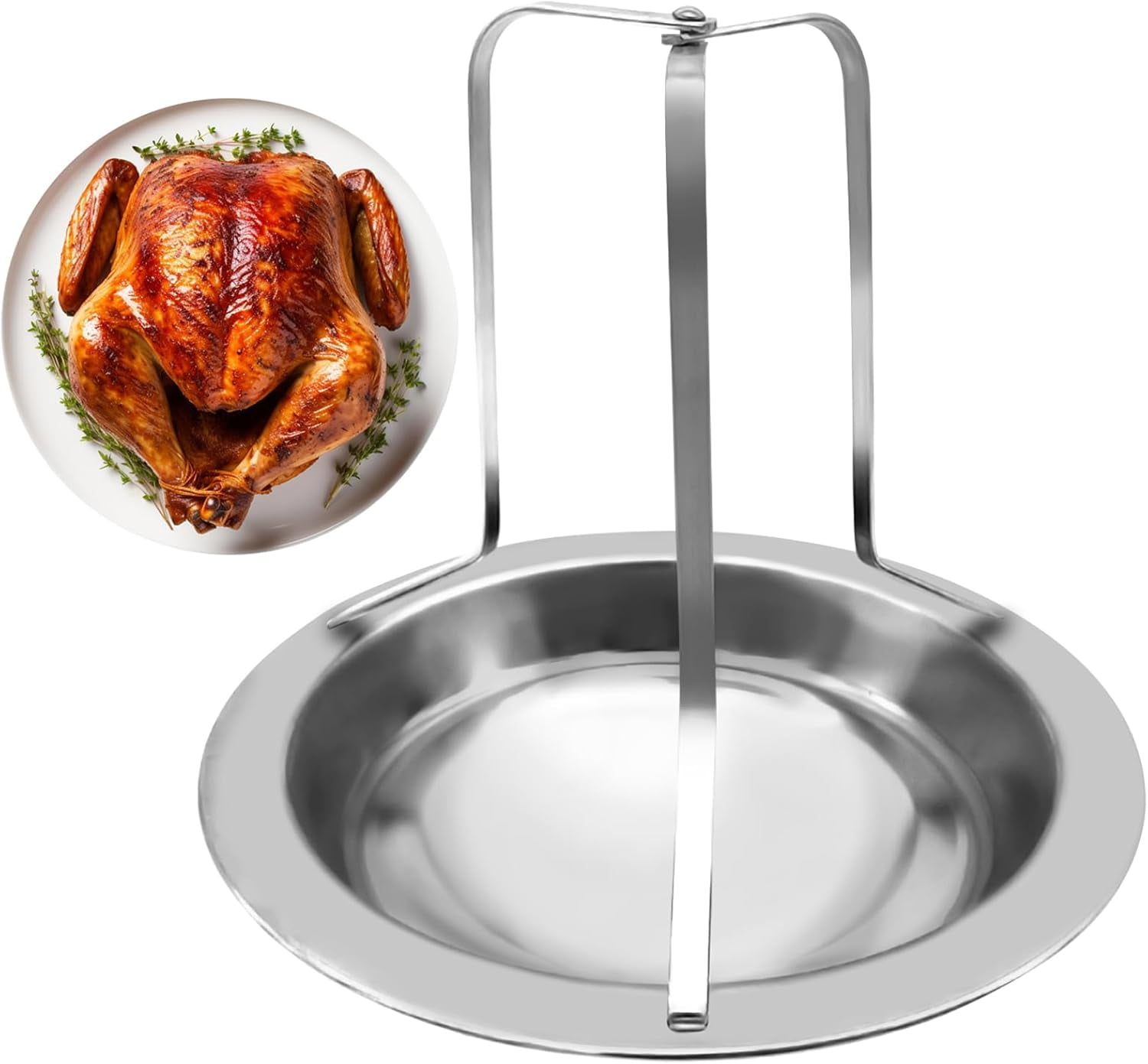 Chicken Roaster Rack, Stainless Steel Beer Can Chicken Holder with Tray ...
