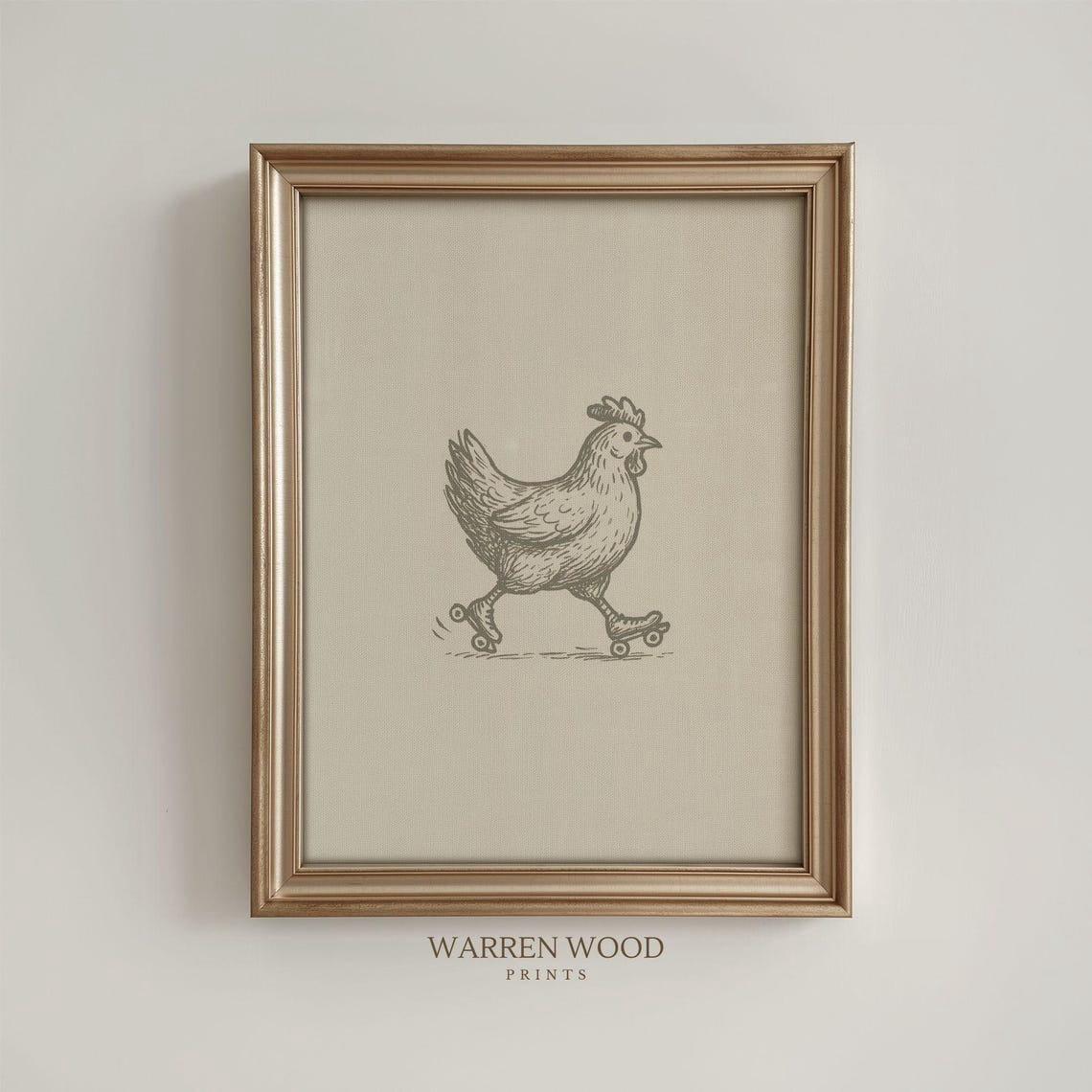 Chicken On Rollerblades Print, Rustic Farmhouse Wall Art, Vintage ...