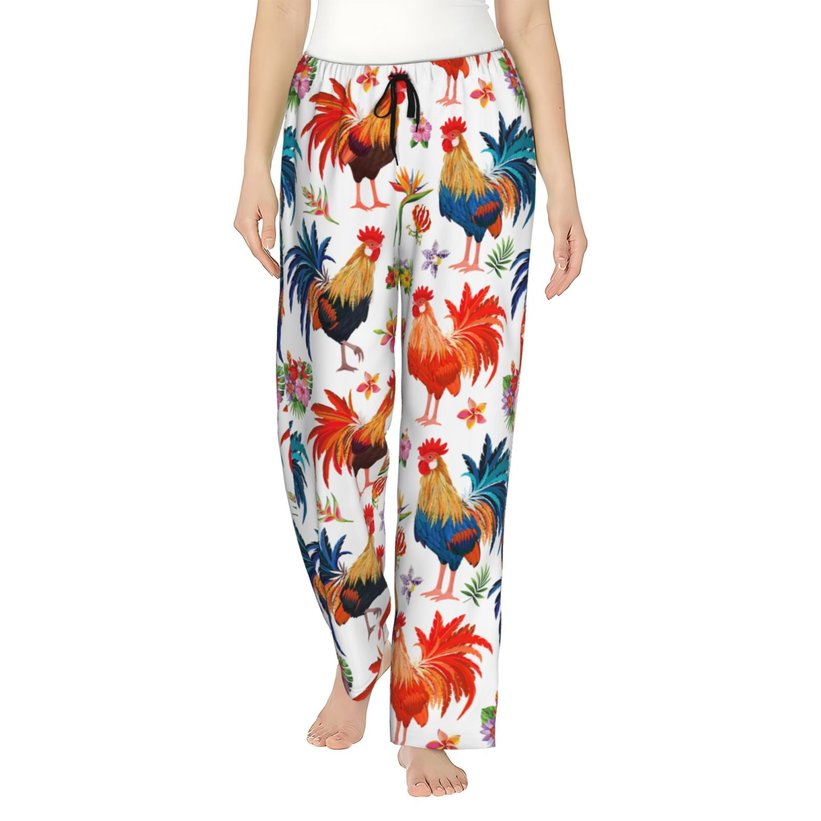 Chicken Rooster Flowers Women'S Pajama Pants Drawstring Pj Bottoms ...