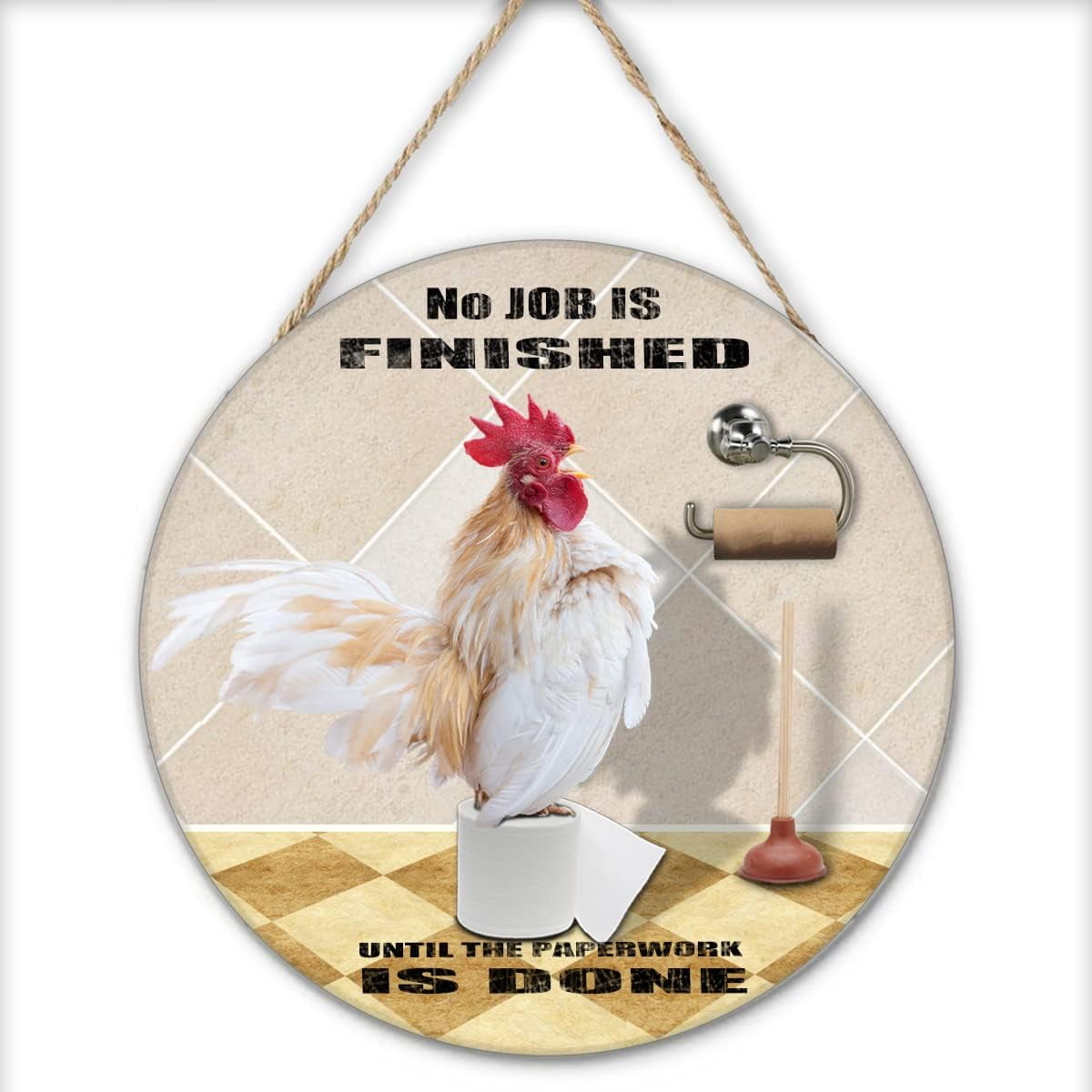 Chicken Rooster Funny Bathroom Decor Roll Paper No Job is Finished ...