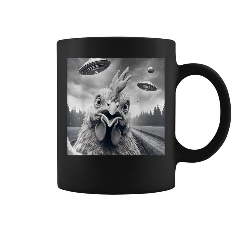 Chicken Rooster Graphic Selfie With Ufos Weird Aliens Coffee Mugs ...