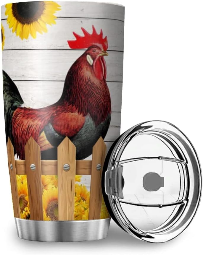 Chicken Rooster Sunflower Stainless Steel Tumbler Vacuum Insulated ...