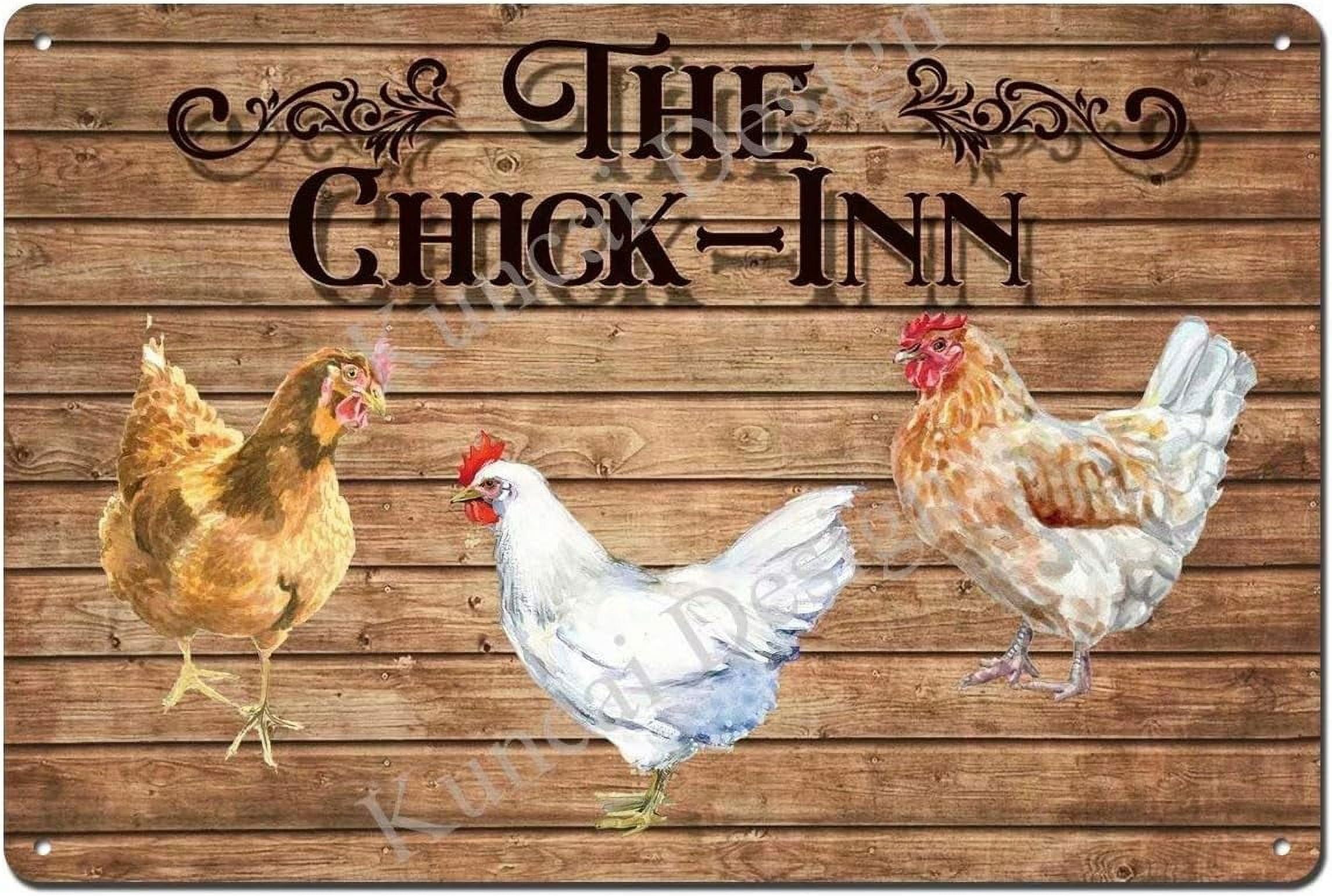 Chicken Run Sign Hen House Girl Poultry Rooster Coop Coup Run Pen Cage Roost Retro Vintage Tin ...