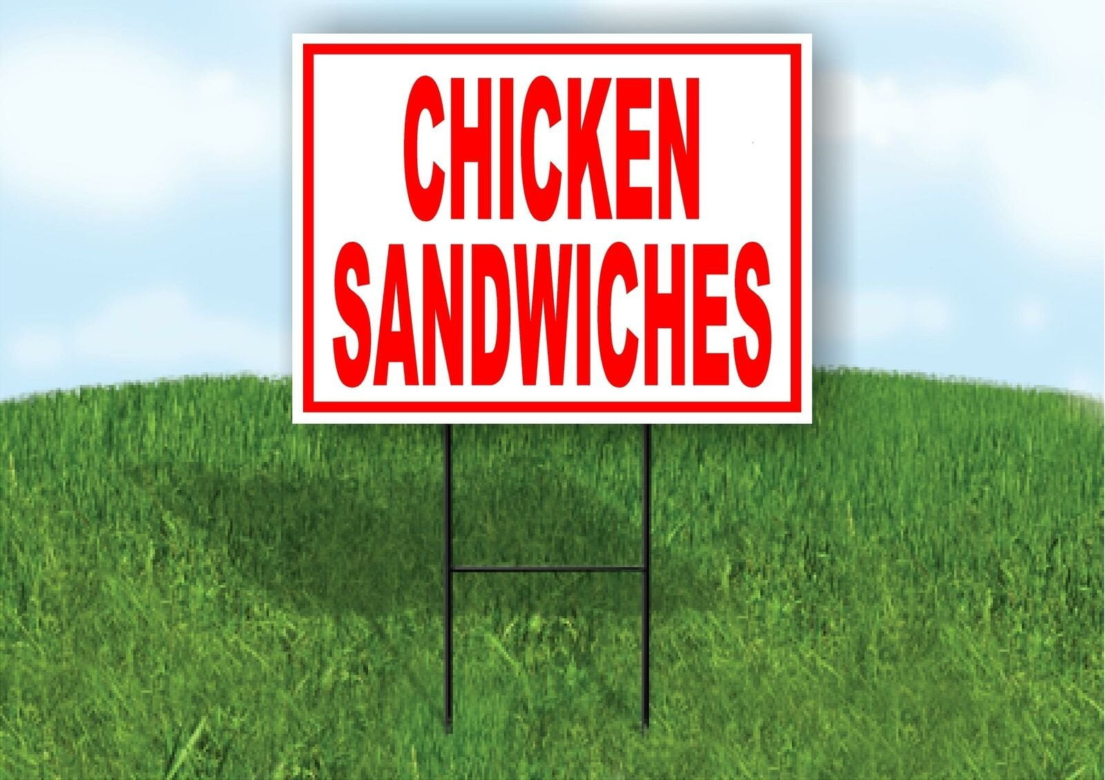Chicken Sandwiches RED WHITE 18inx24in Yard Road Sign w/ Stand ...