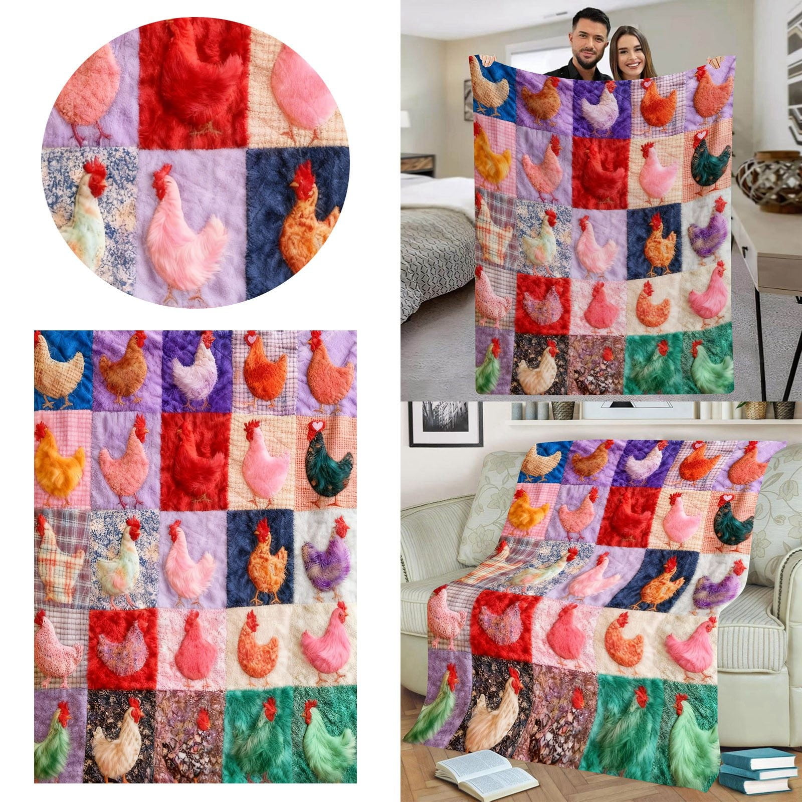Chicken Shaped Blanket Soft Cuddly Animal Themed Throw for Kids Adults ...