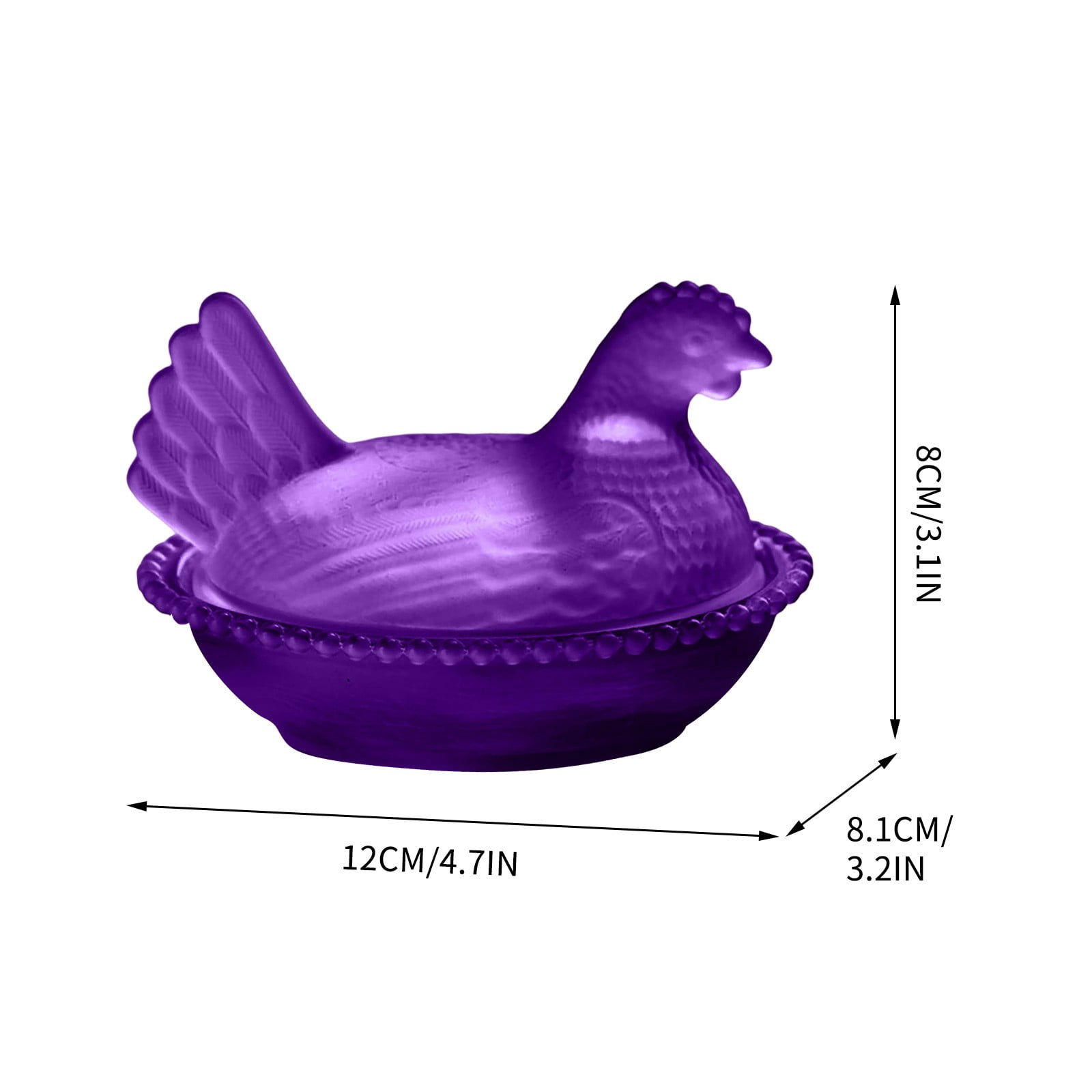 Chicken Shaped Crystal Glass Candy Dish, Chicken Candy Dish with Lid ...