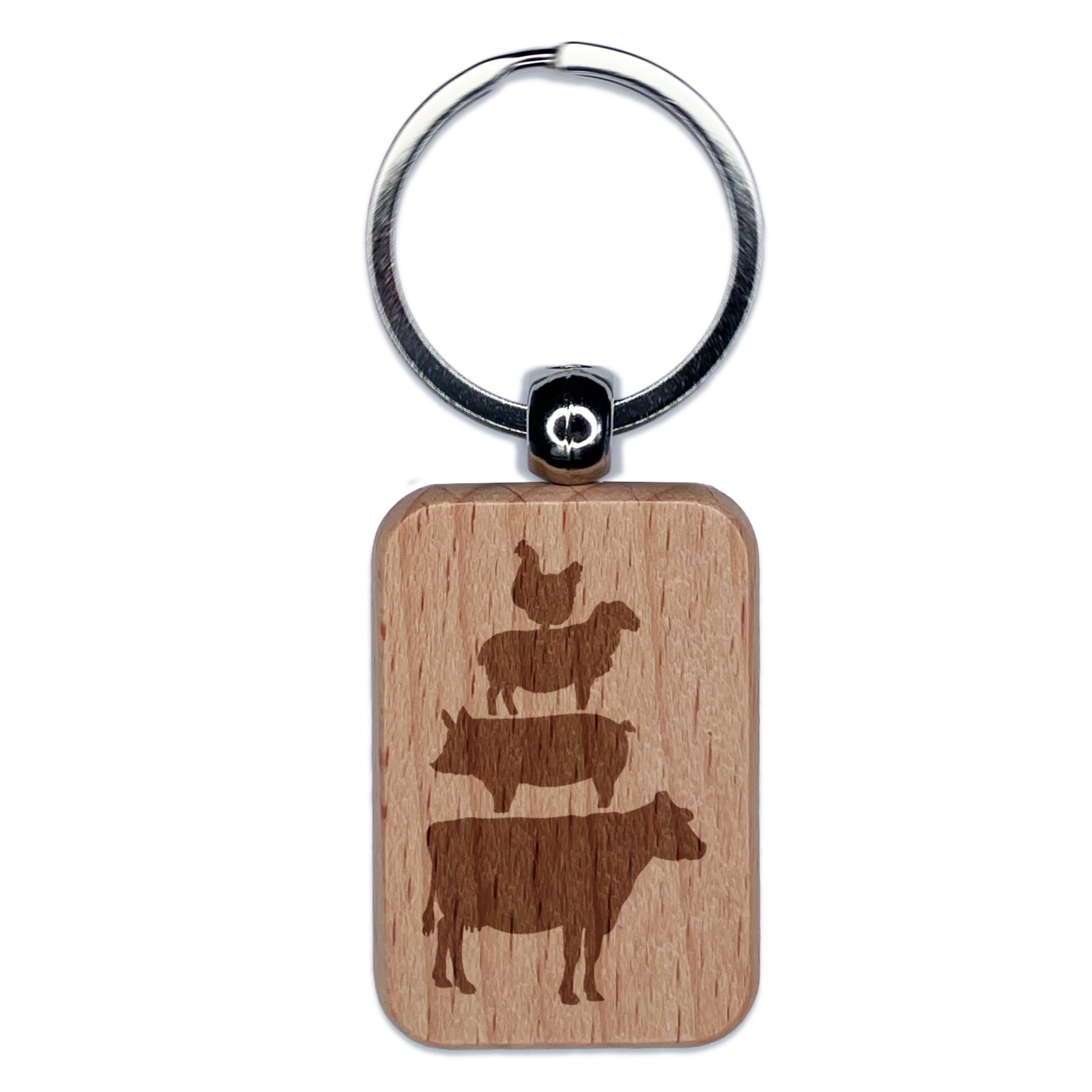 Chicken Sheep Pig Cow Stacked Farm Animals Rectangle Keychain Charm Tag ...