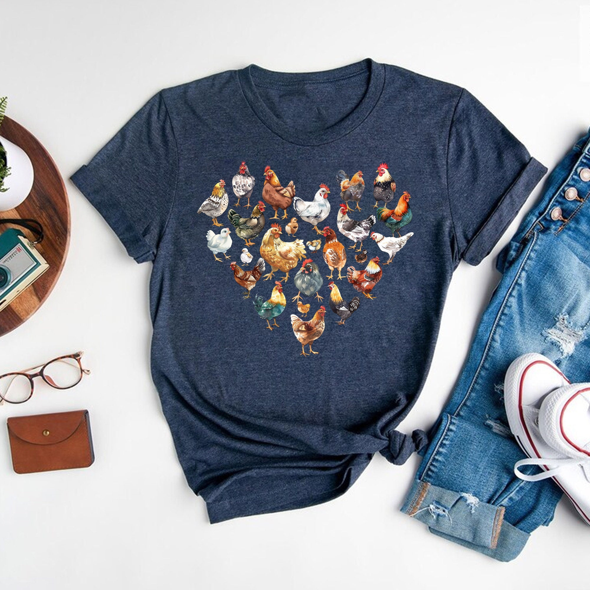 Chicken Shirt, Chicken Heart Shaped Shirt, Chicken Lover Gift, Tiny ...