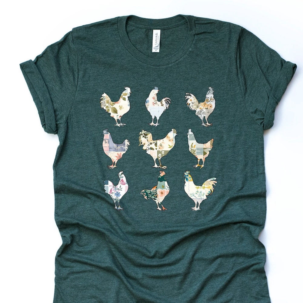 Chicken Shirt, Farmhouse Chickens, Printed Chickens In A Row Shirt ...