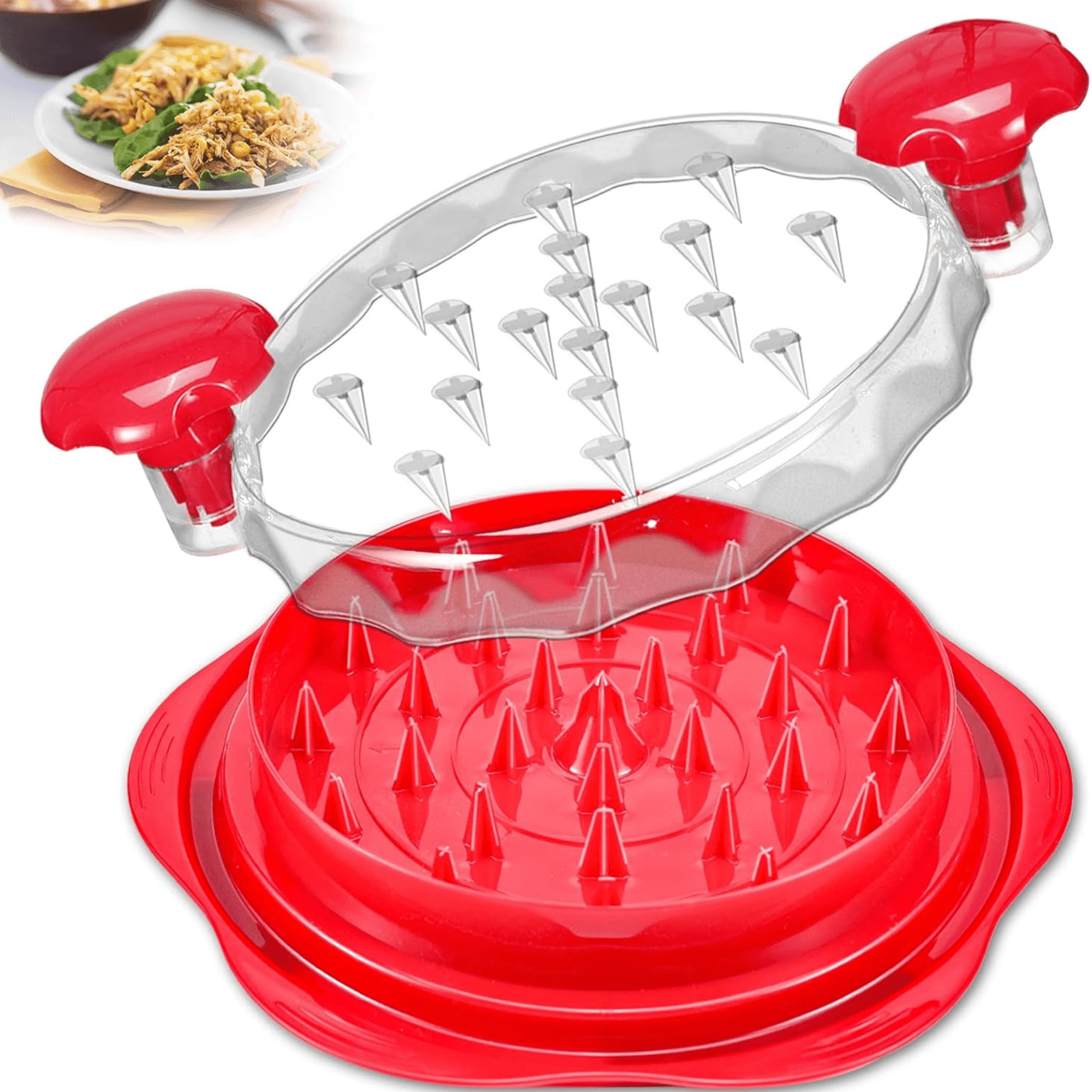 Chicken Shredder Tool for Kitchen withTransparent Lid, Auti-slip, Easy ...