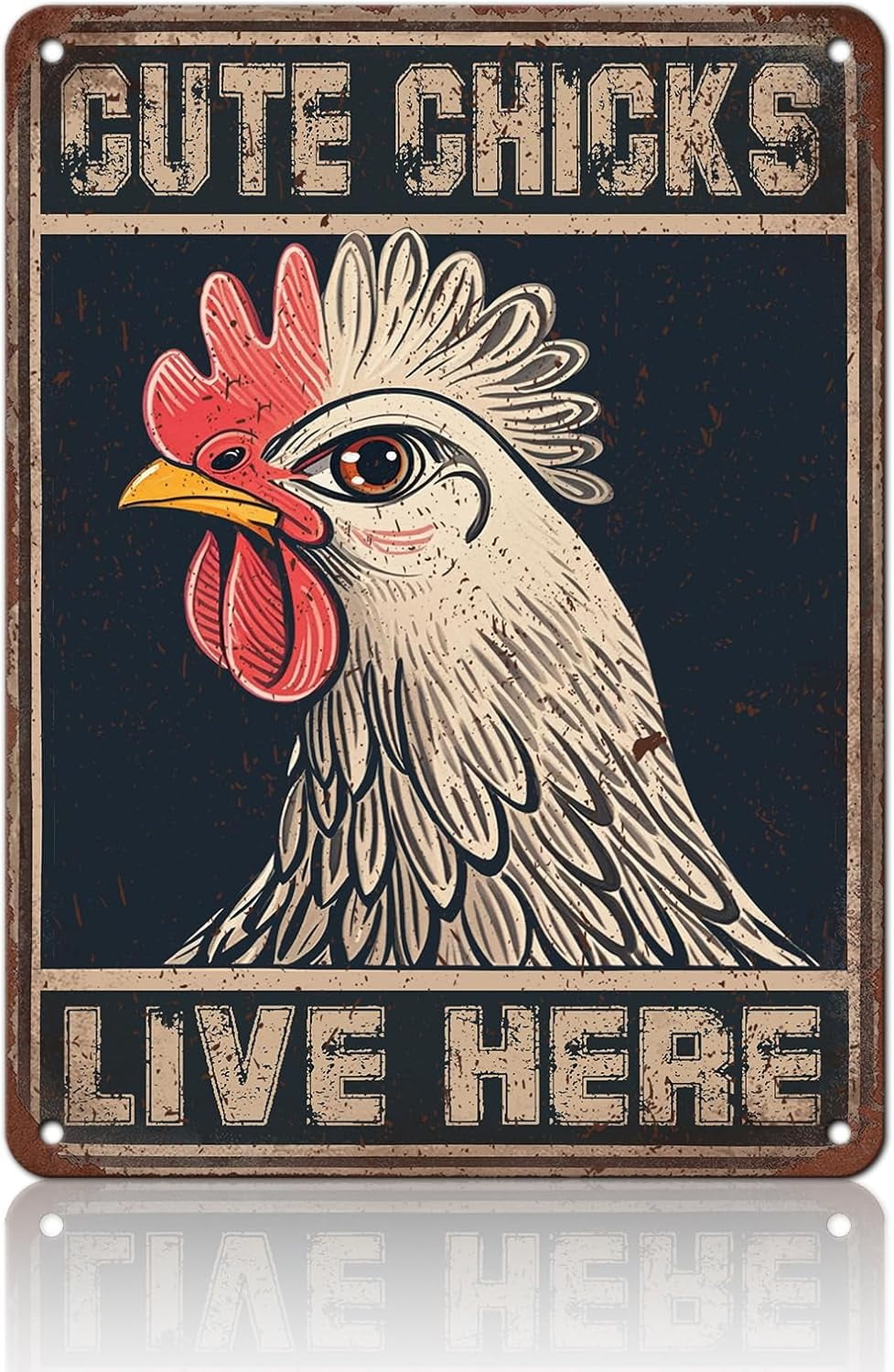 Chicken Signs For Coop Funny Outdoor - Cute Chicks Live Here Iron Sign ...