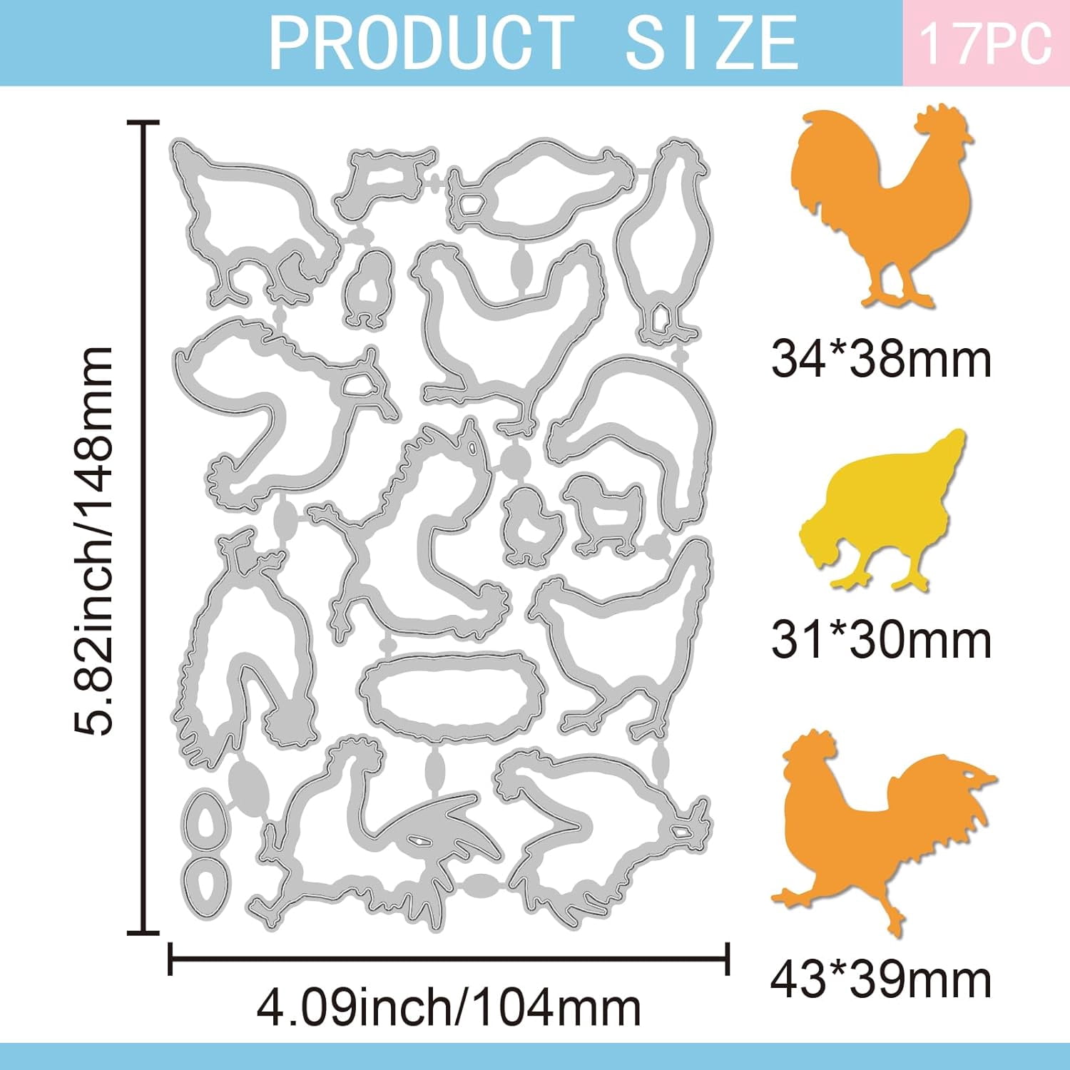 Chicken Silhouette Cutting Dies Metal Hen Rooster Die Cuts Chicken Nest ...