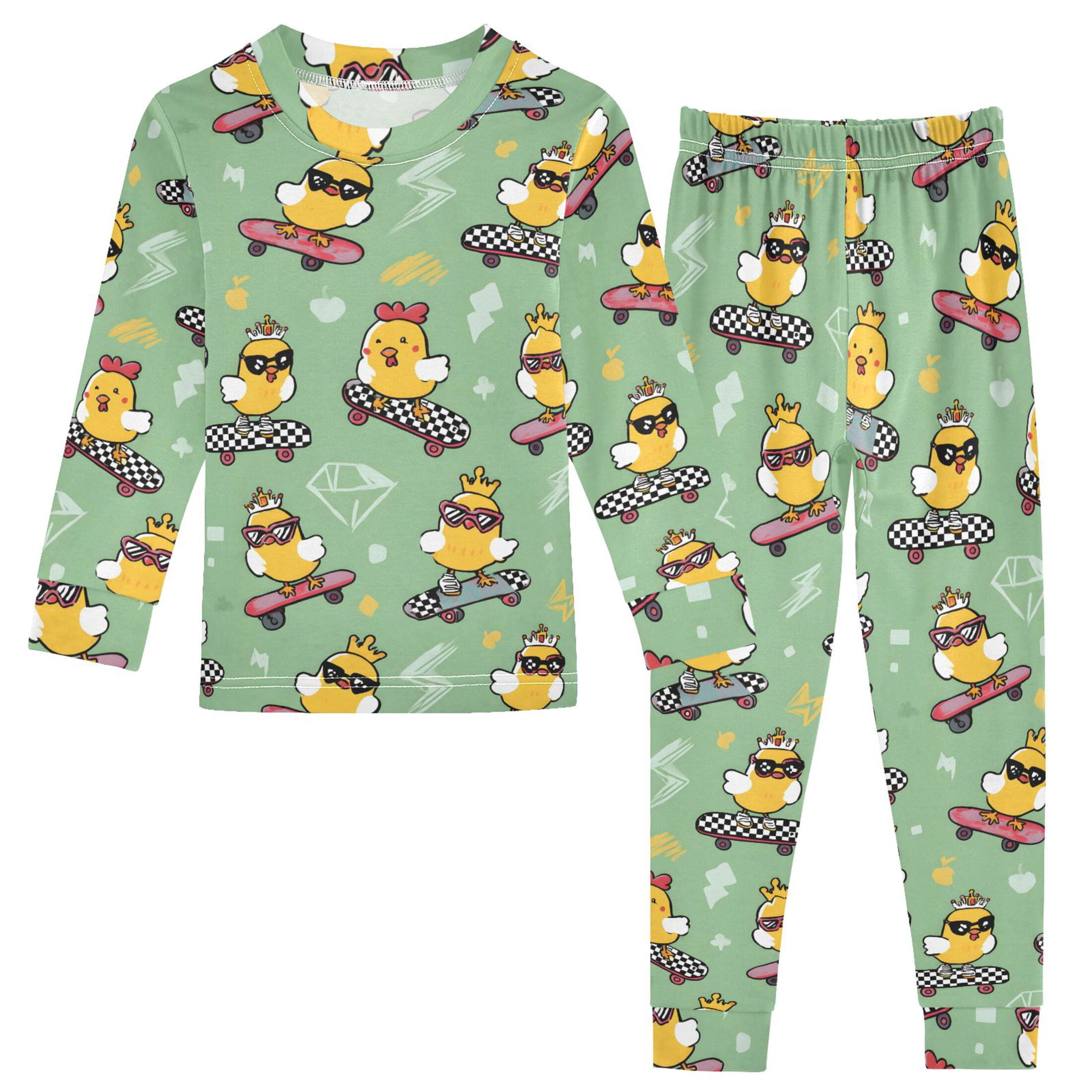Chicken Skateboard Cotton Pajamas 2 Piece Set Sleepwear Soft and ...