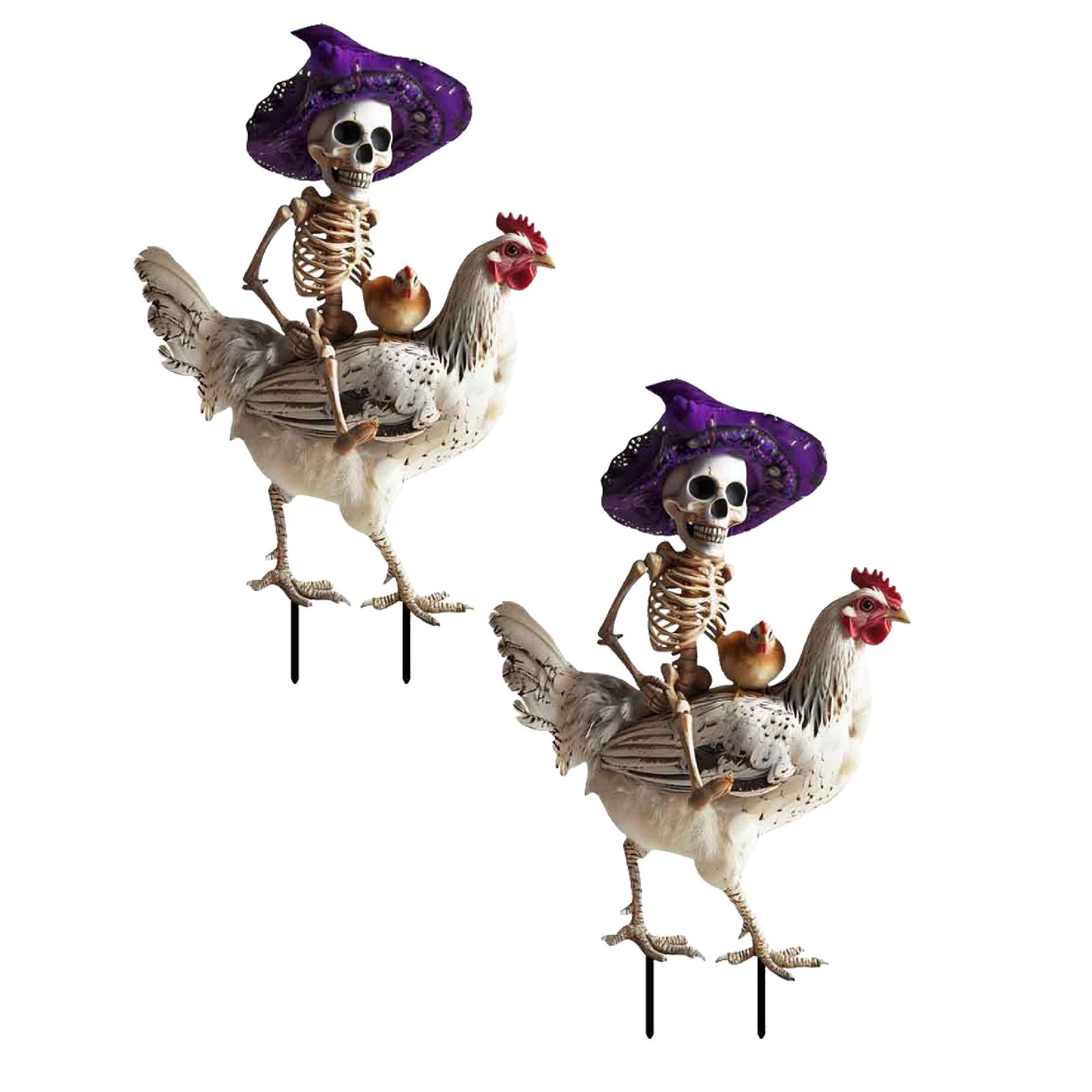 Chicken Skeleton Halloween, Rooster Flaps Wing Halloween Decor 2D Metal ...