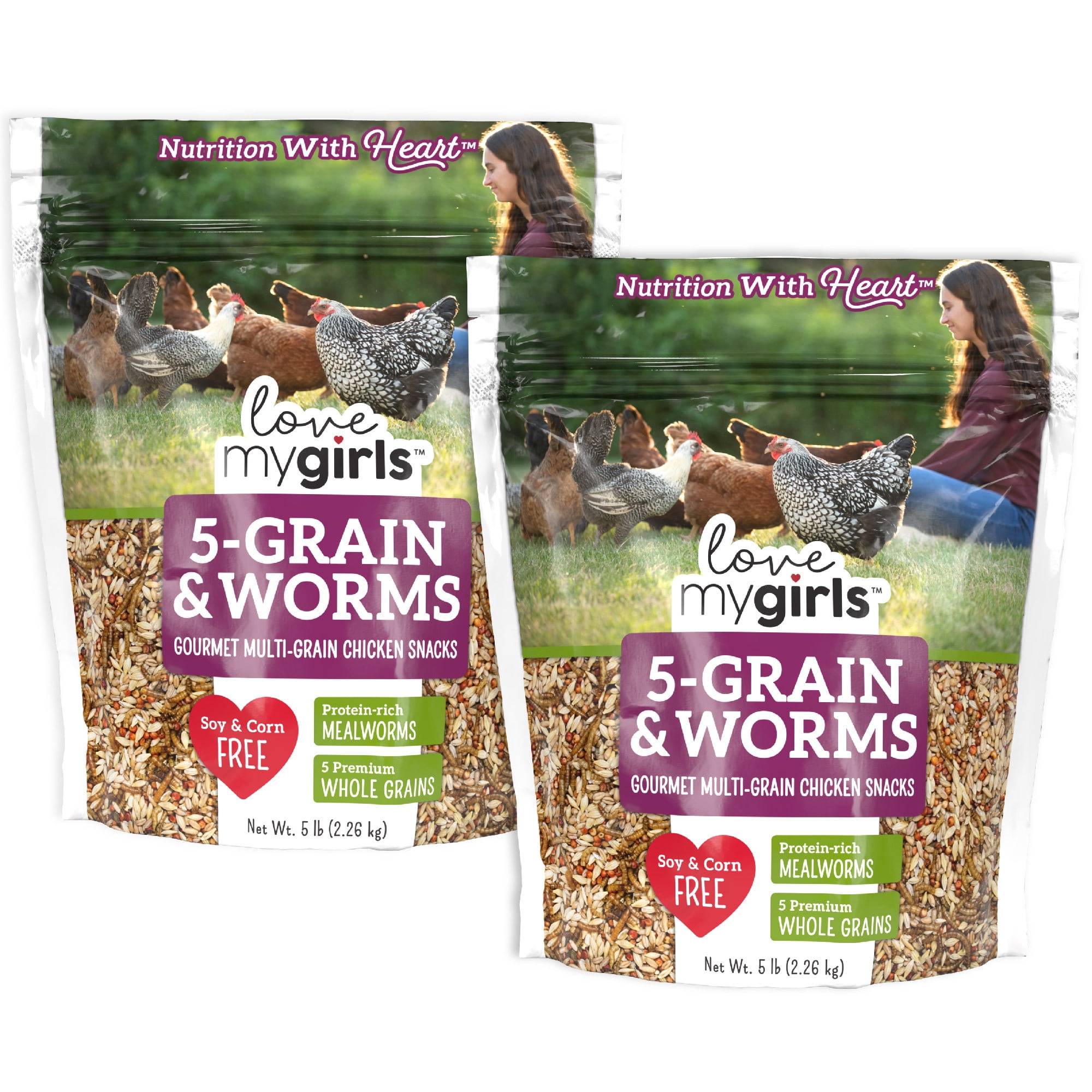 Chicken Snacks - 5-Grain & Worms - 2 Pack (5lb Bags) - Gourmet Multi ...