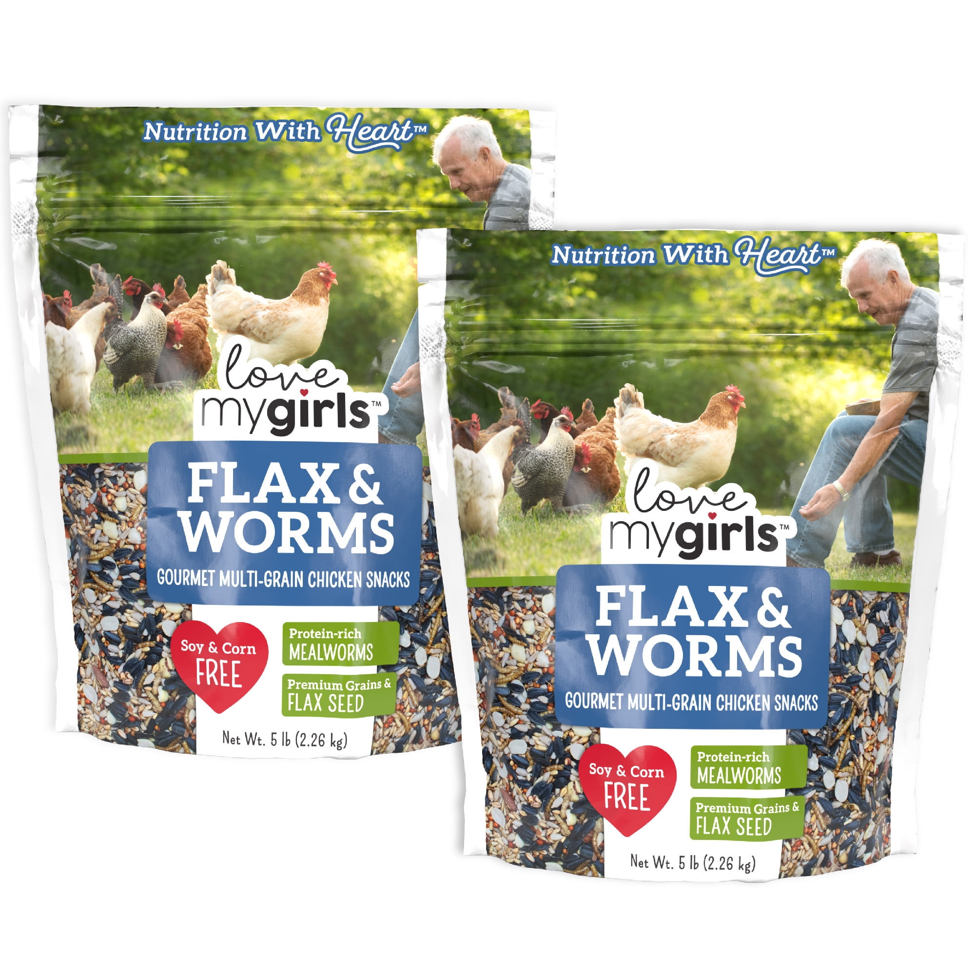 Chicken Snacks - Flax & Worms - 2 Pack (5lb Bags) - Gourmet Multi-Grain ...