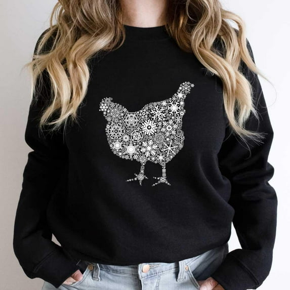 Chicken Snowflake Funny Merry Christmas Farm Animal Hen Chick Holiday ...