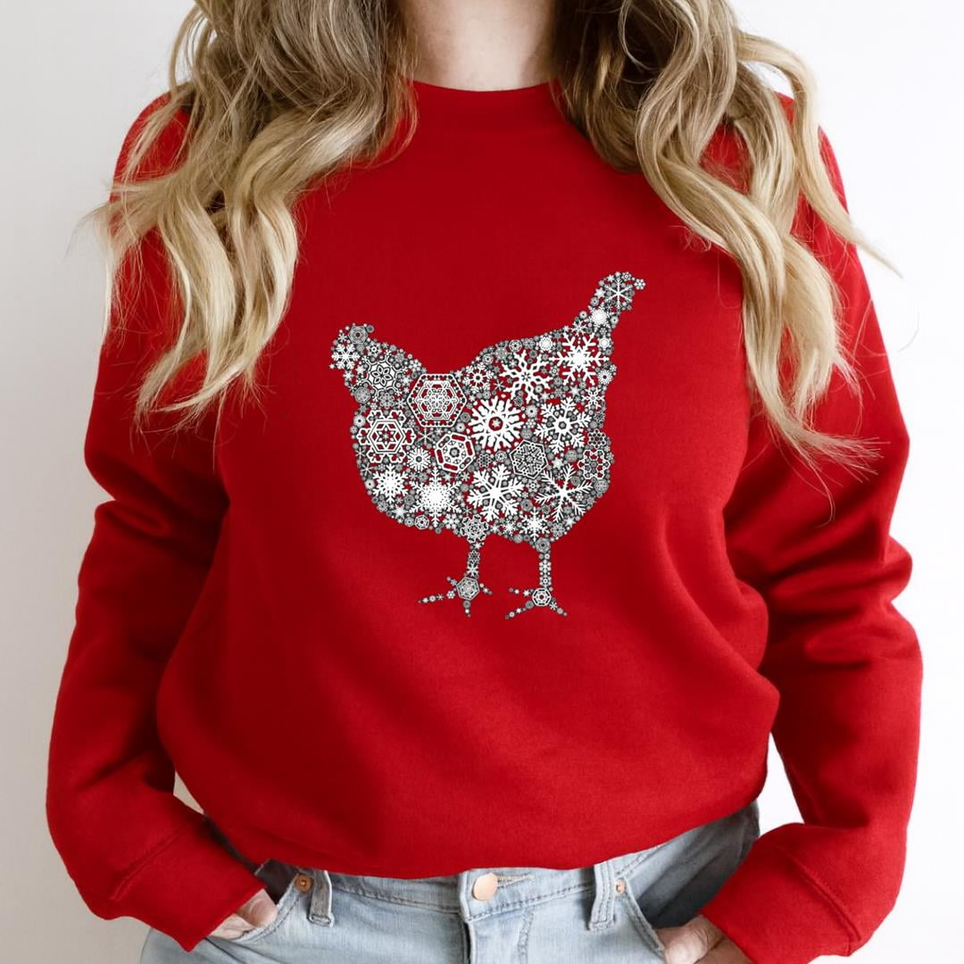 Chicken Snowflake Funny Merry Christmas Farm Animal Hen Chick Holiday ...