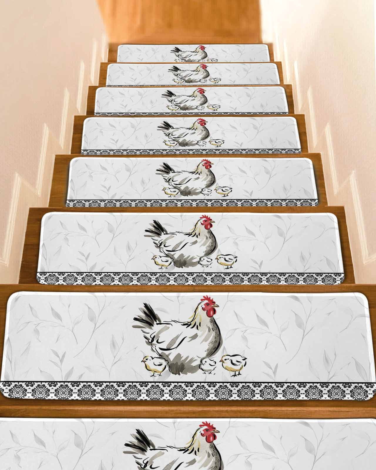 Chicken Stair Treads for Wooden Steps Indoor Runner Rug Carpet ...