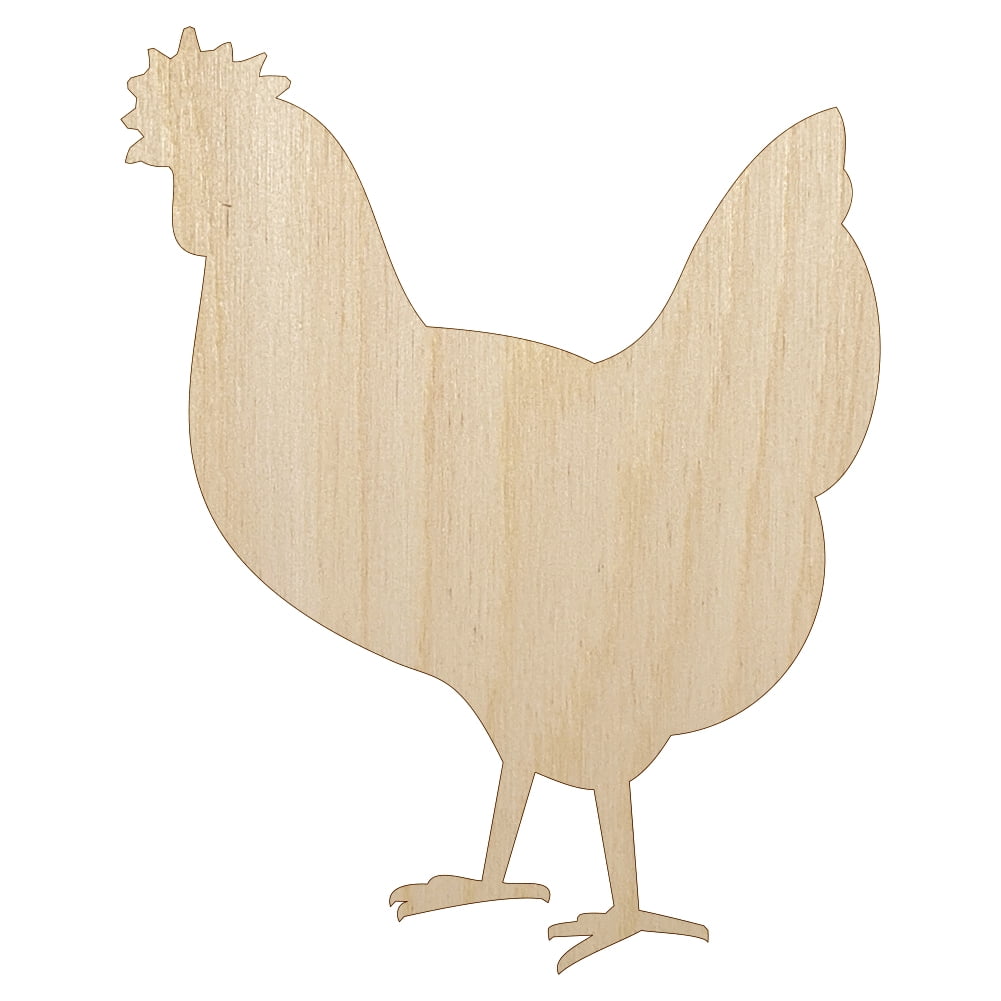 Chicken Standing Solid Wood Shape Unfinished Piece Cutout Craft DIY ...