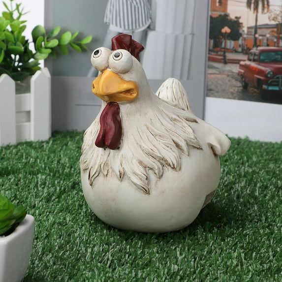 Chicken Statue,Sitting on Fence Funny Chicken Garden Decor,Resin ...