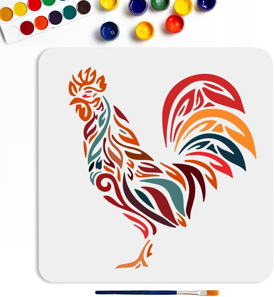 Chicken Stencil 11.8×11.8inch Large Hen Rooster Stencils Template with ...