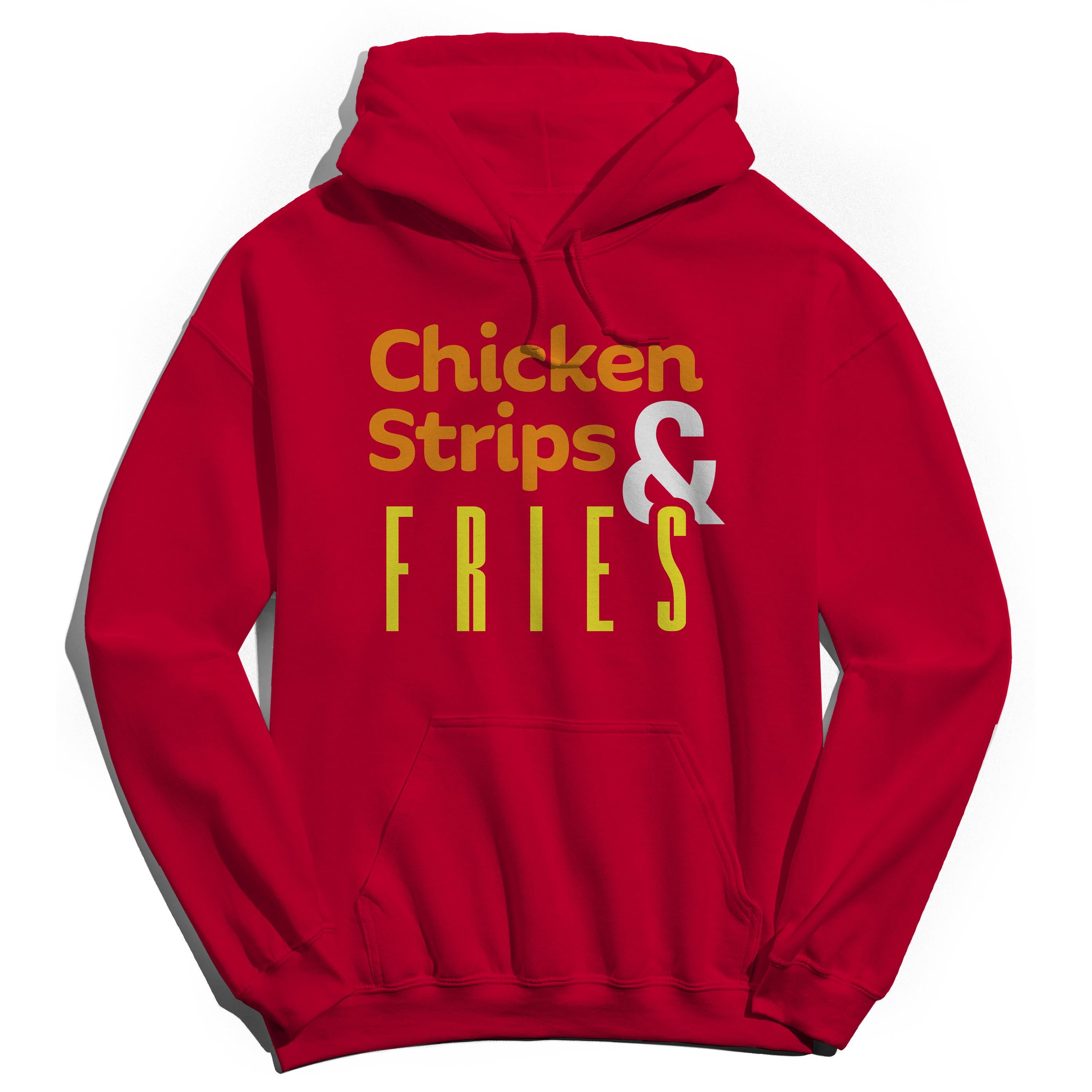Chicken Strips And Fries Humor Graphic Red Men's Crewneck Sweatshirt ...