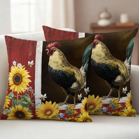Chicken Sunflowers Outdoor Waterproof Throw Pillow Covers 20x20 Set of ...