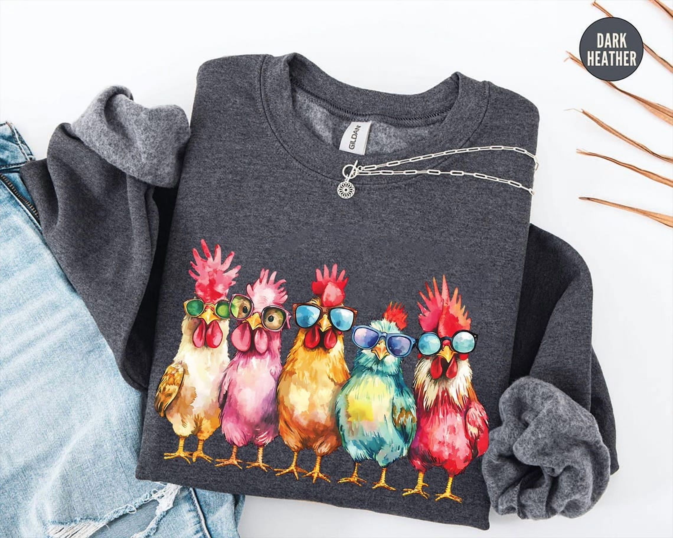 Chicken Sweatshirt, Mothers Day Chicken Sweatshirt, Women Chicken Long ...