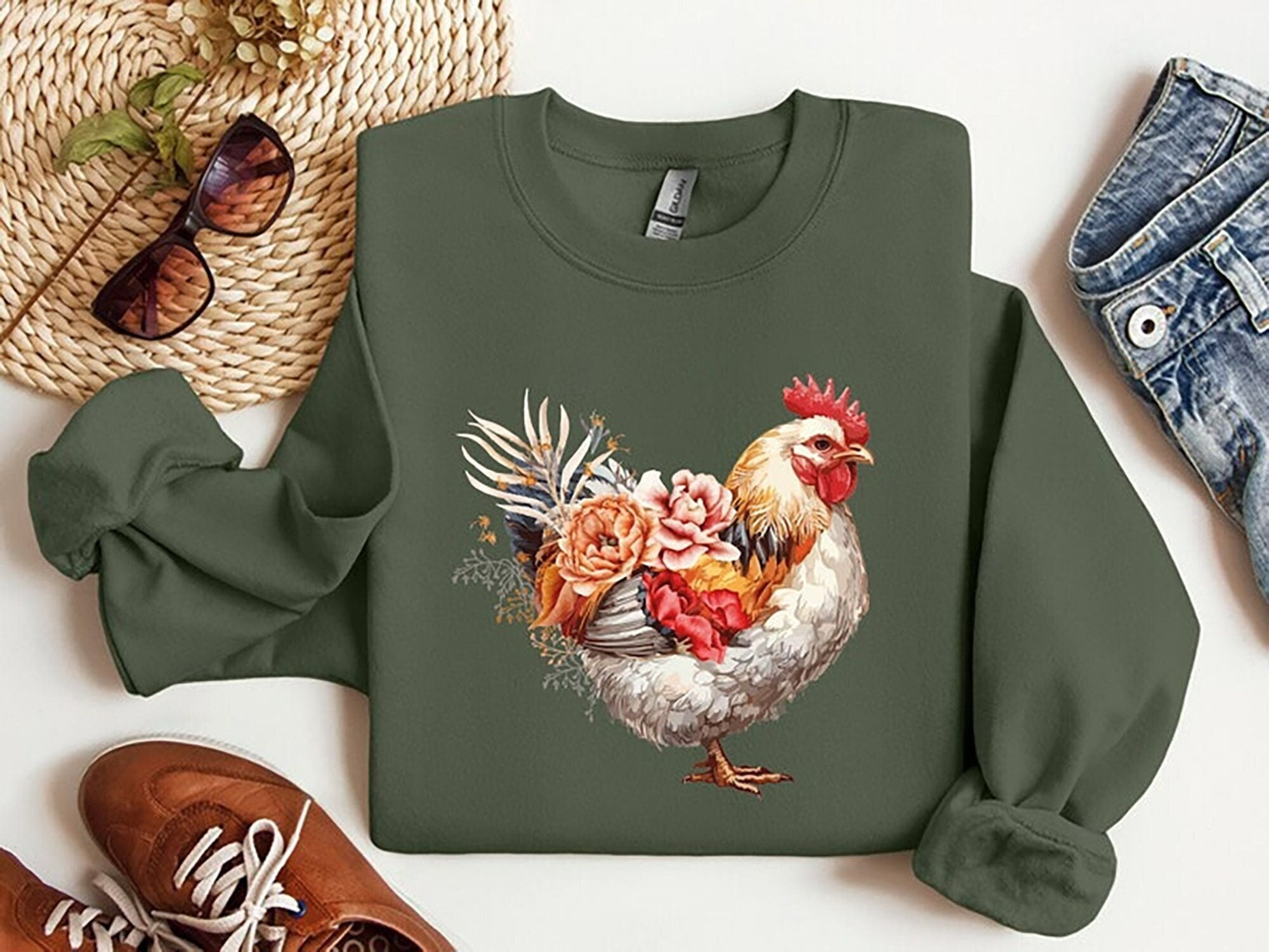 Chicken T-Shirt, Love Chickens Tee, Chicken Gifts, Womens Aesthetic ...