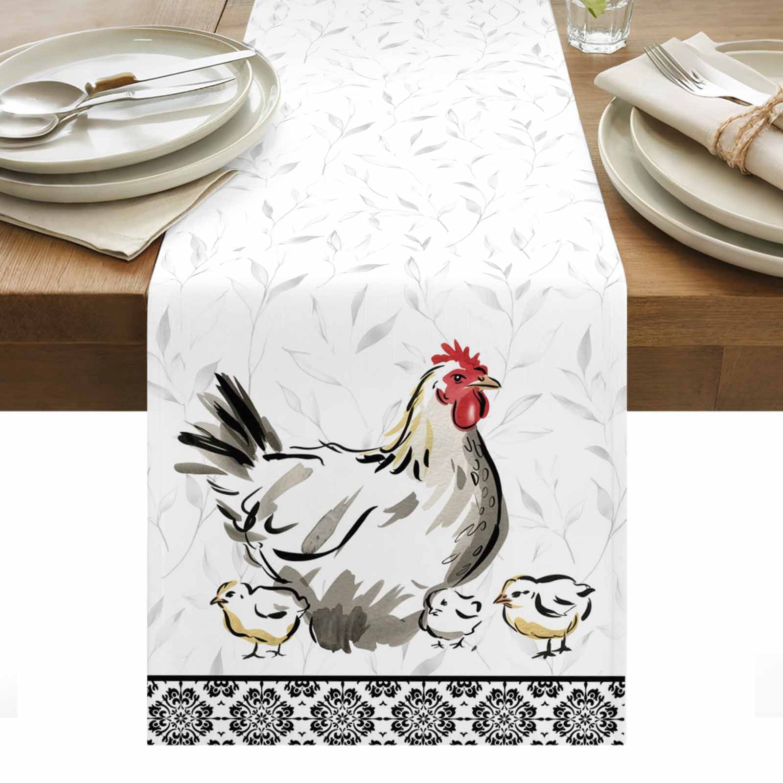 Chicken Table Runner - 70 Inch Long, Kitchen Dining Table Runner ...