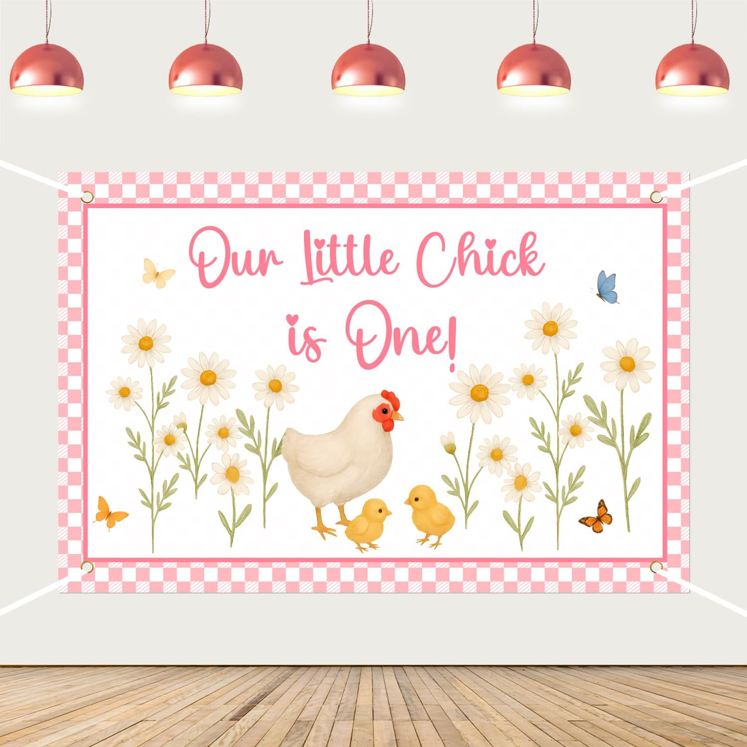 Chicken Themed 1stEGSC Birthday Backdrop, Our Little Chick is One ...