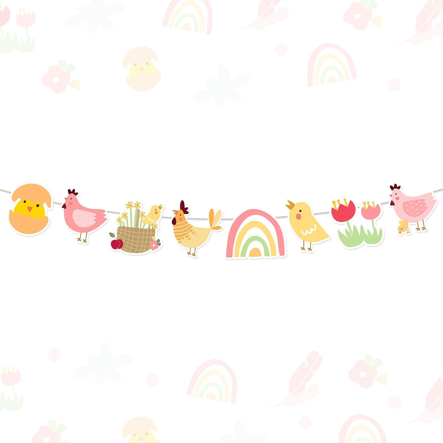 Chicken Themed Garland, Farm Animals Birthday Banner Garland Double ...